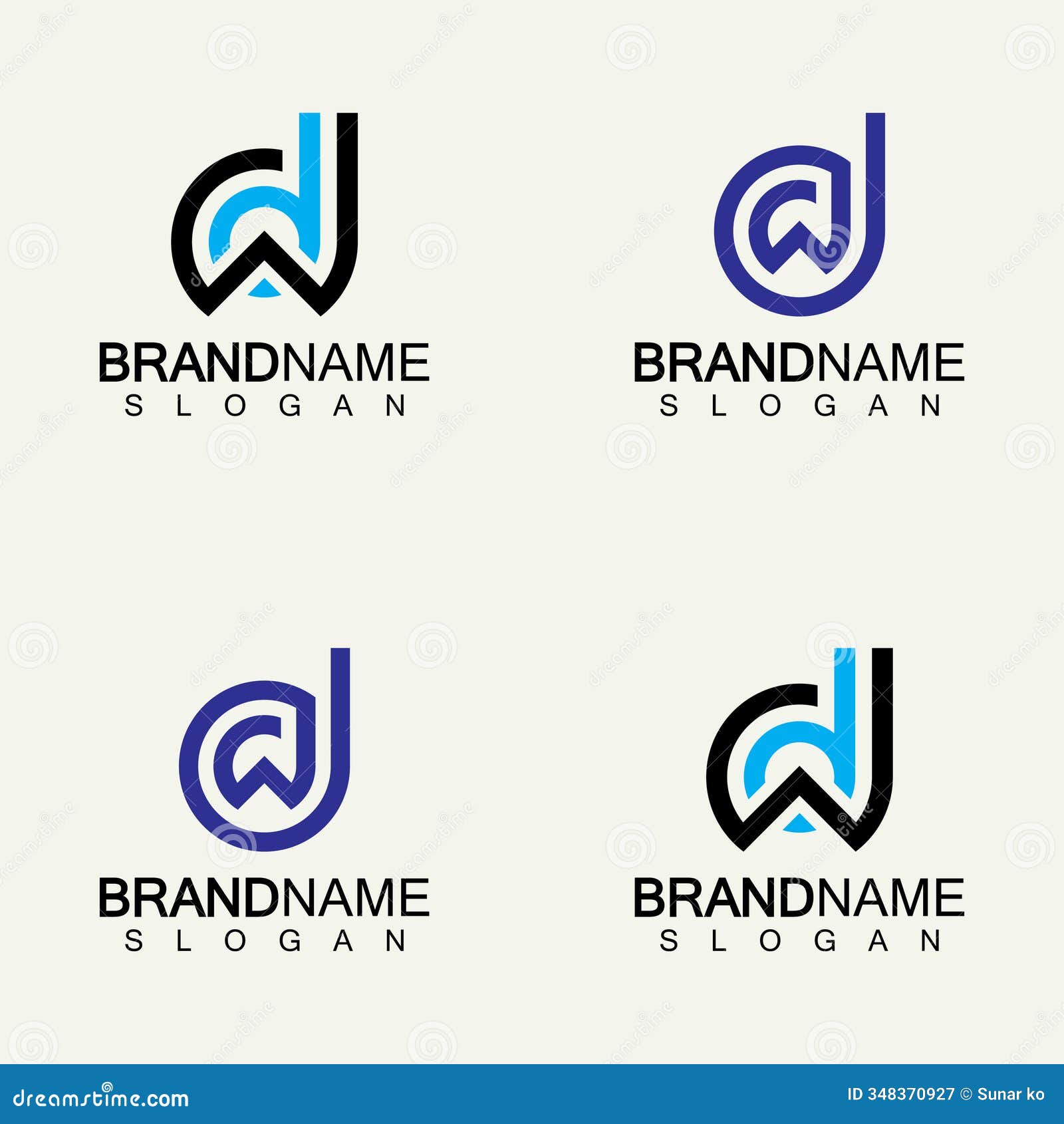 Alphabet Letters DW or WD Logo Design Template Stock Illustration ...