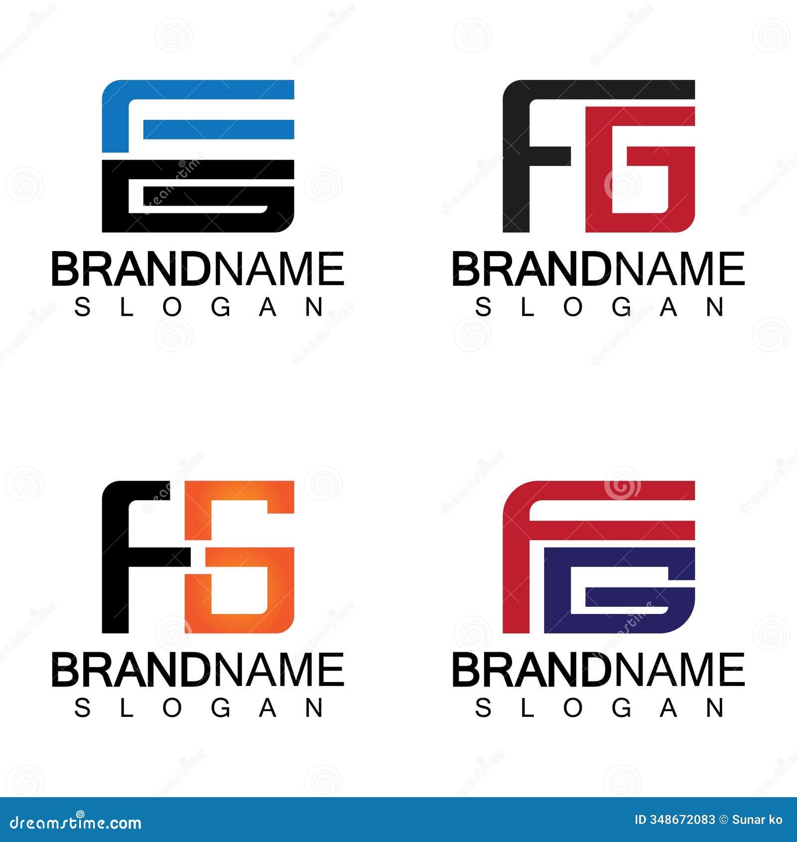 Alphabet Letters FG or GF Logo Design Template Stock Illustration ...