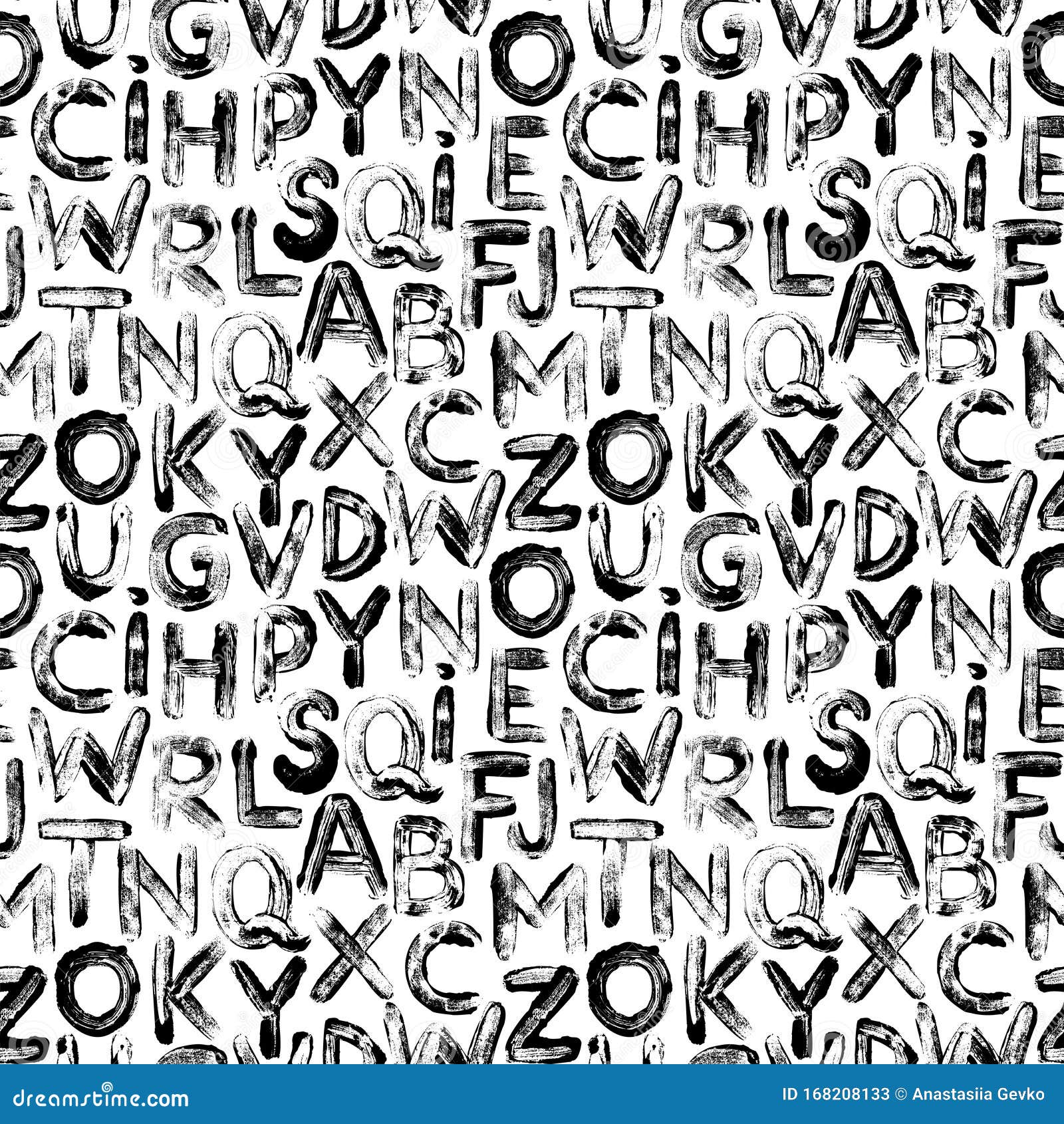 Alphabet Letters in Graffiti Style Seamless Pattern. Vector Hand Drawn ...
