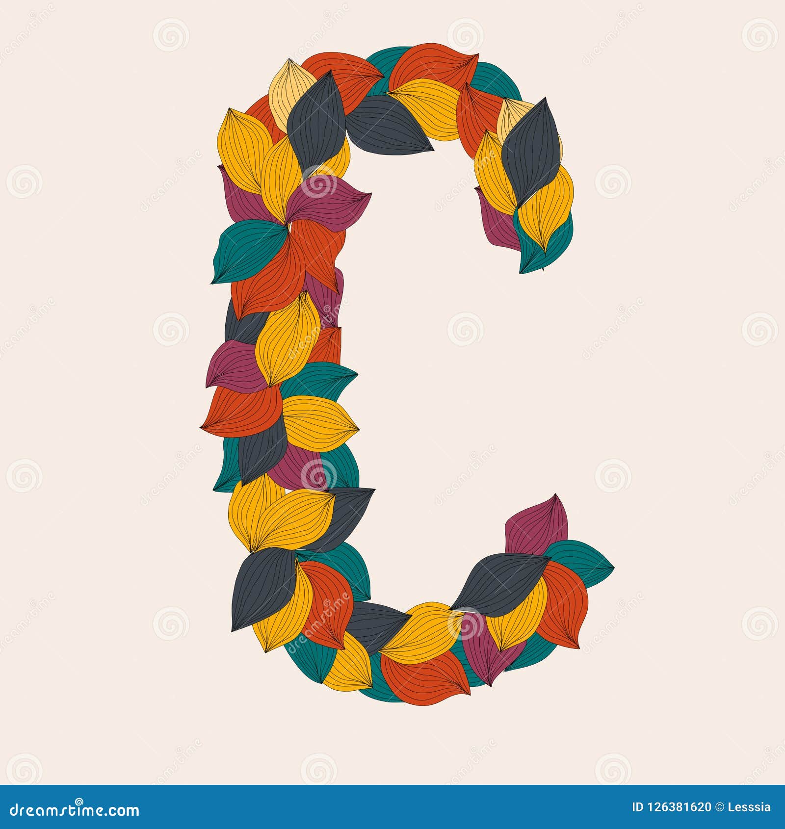 Alphabet Letters from Leaves. Vector Illustration Stock Vector ...