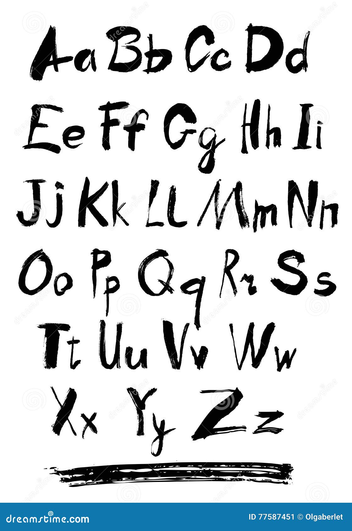 Alphabet letters lowercase stock vector. Illustration of brush - 77587451