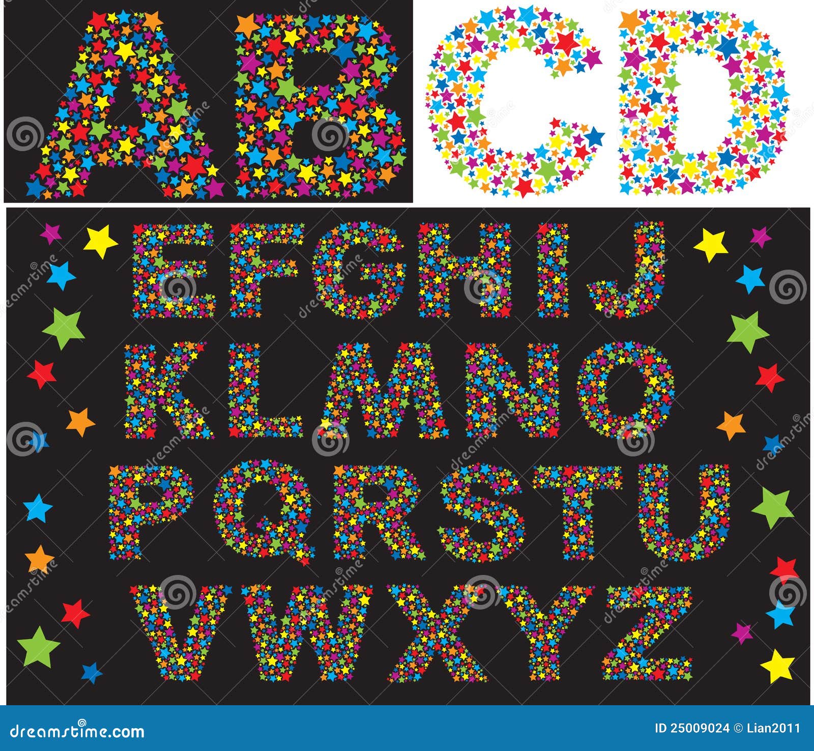 Alphabet - Letters are Made of Multicolored Stars Stock Vector ...