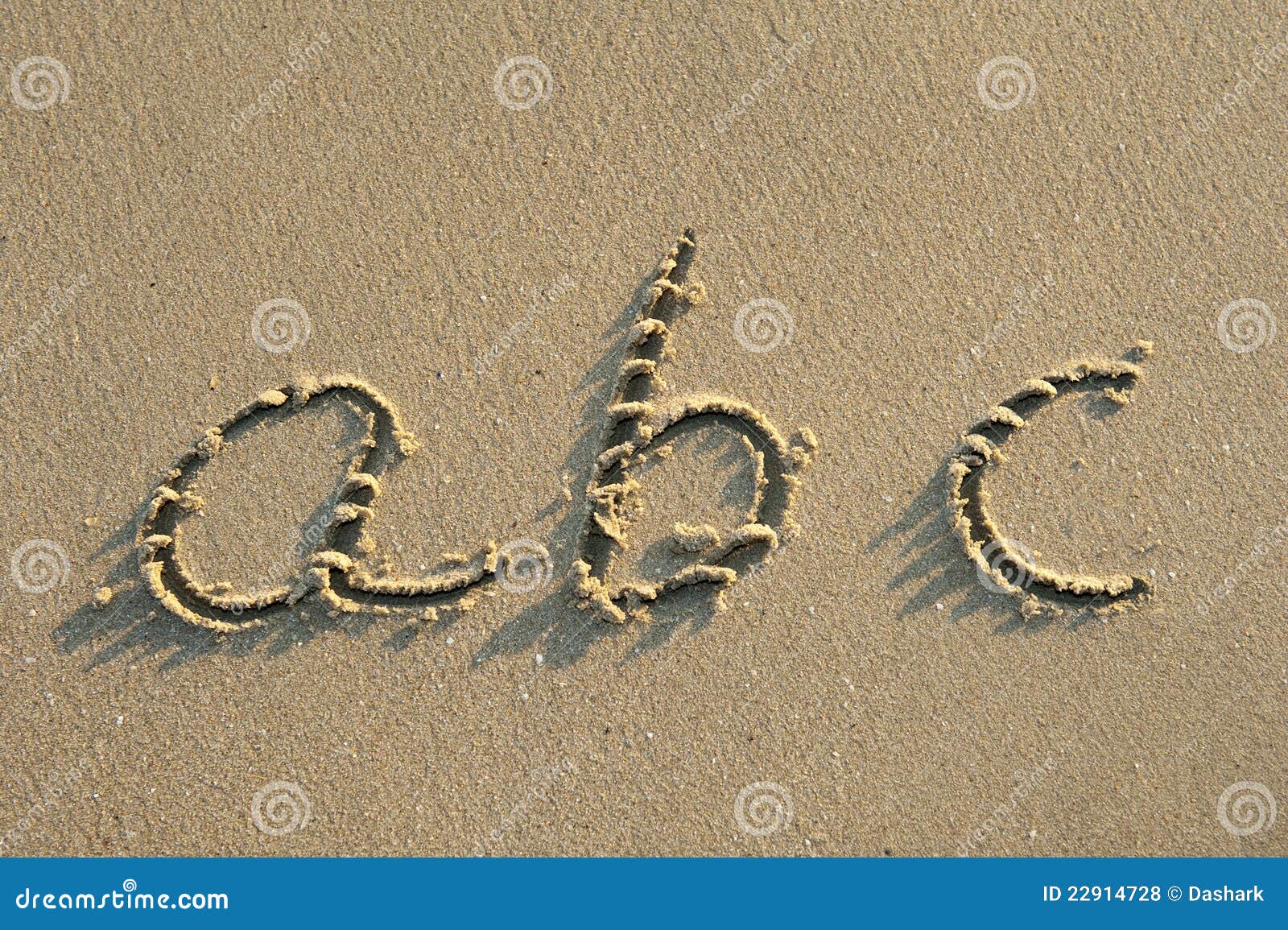 Alphabet Letters in Sand on Beach Stock Photo - Image of language ...