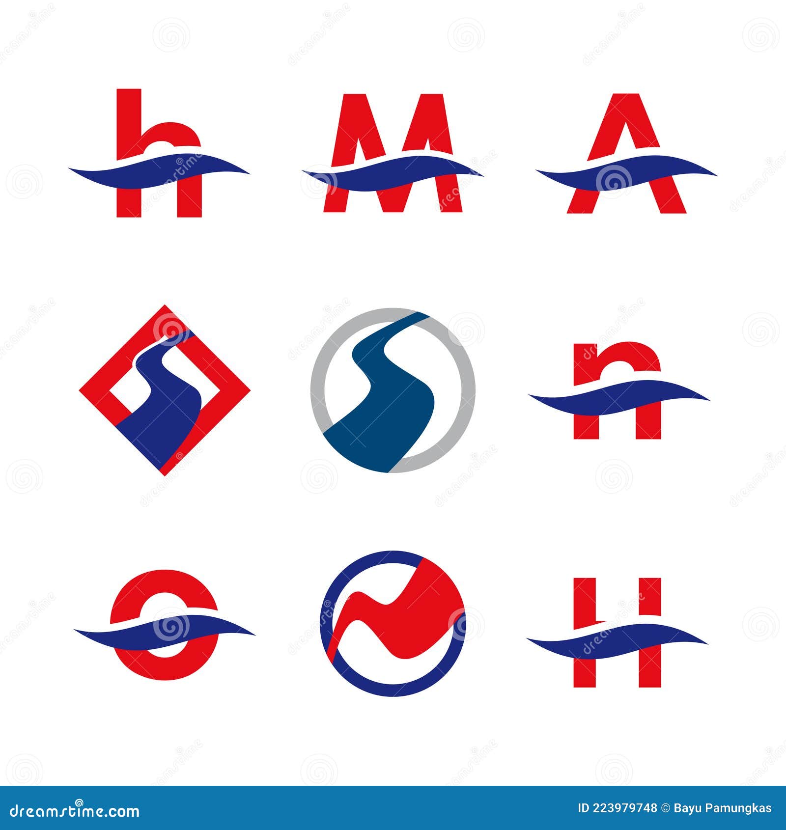 Alphabet Letters Set with Abstract Wave Logo Element. Wave Letters ...