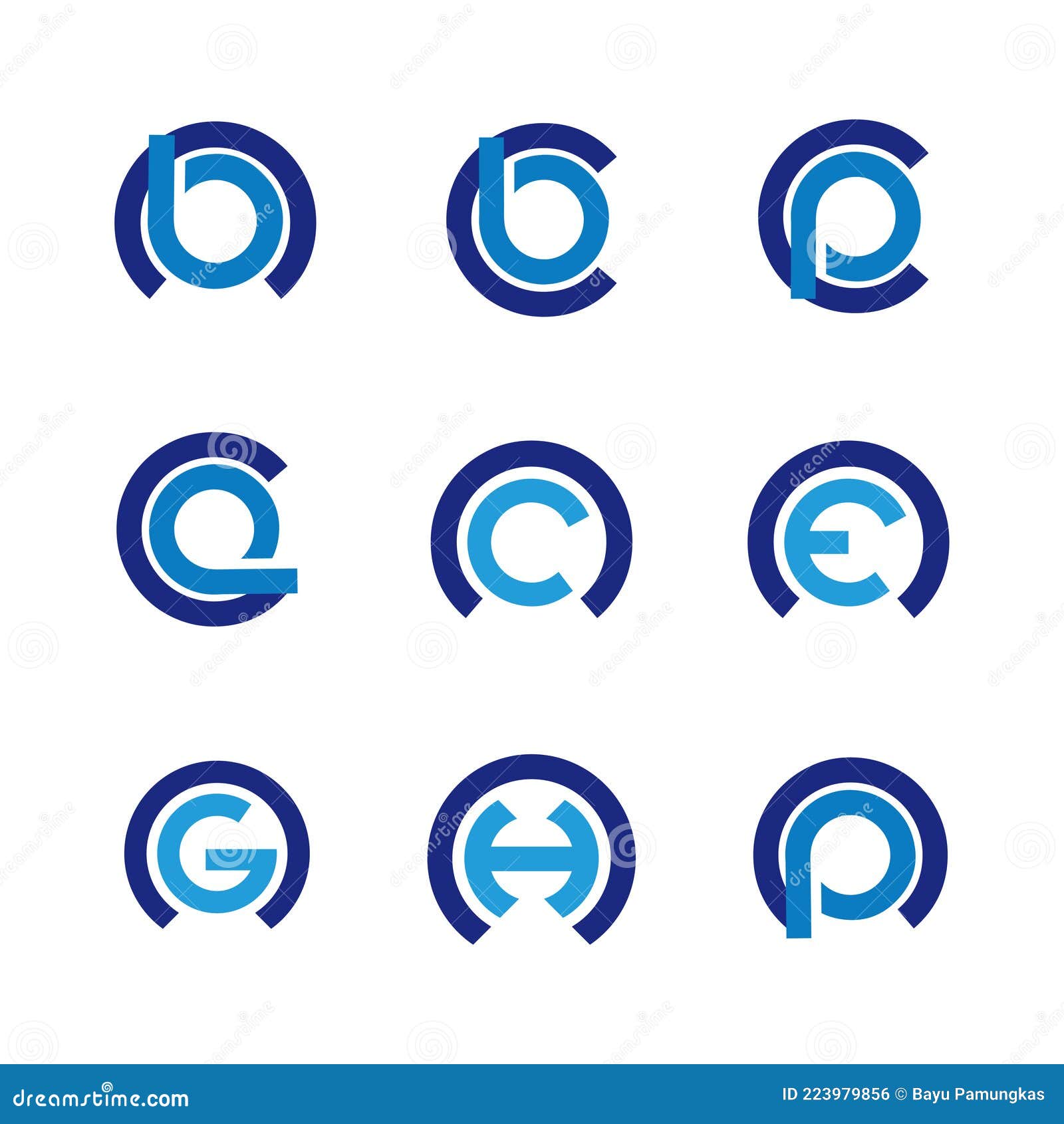 Alphabet Letters Set with Initial Circle Logo Element. Initial Letters ...