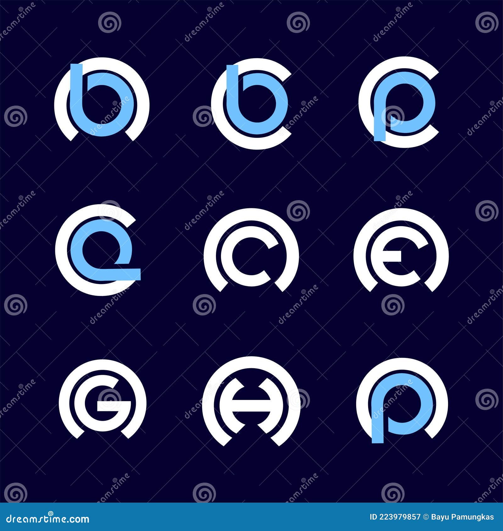 Alphabet Letters Set with Initial Circle Logo Element. Initial Letters ...