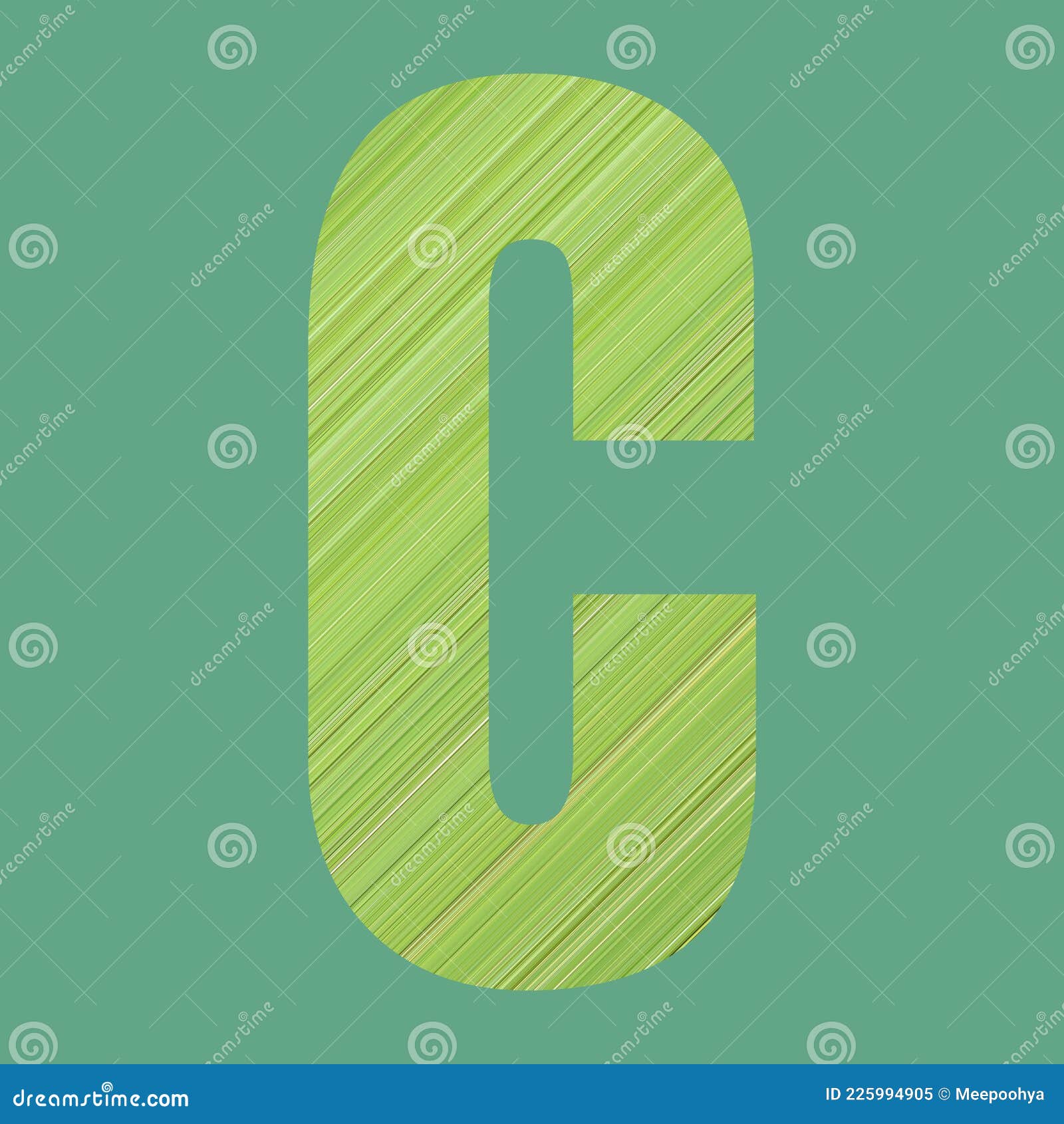Alphabet Letters of Shape C in Green Pattern Style on Pastel Green ...