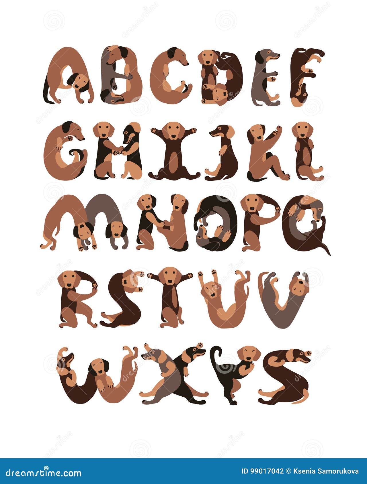 Alphabet Letters in Shape of Dogs Stock Vector - Illustration of brown ...