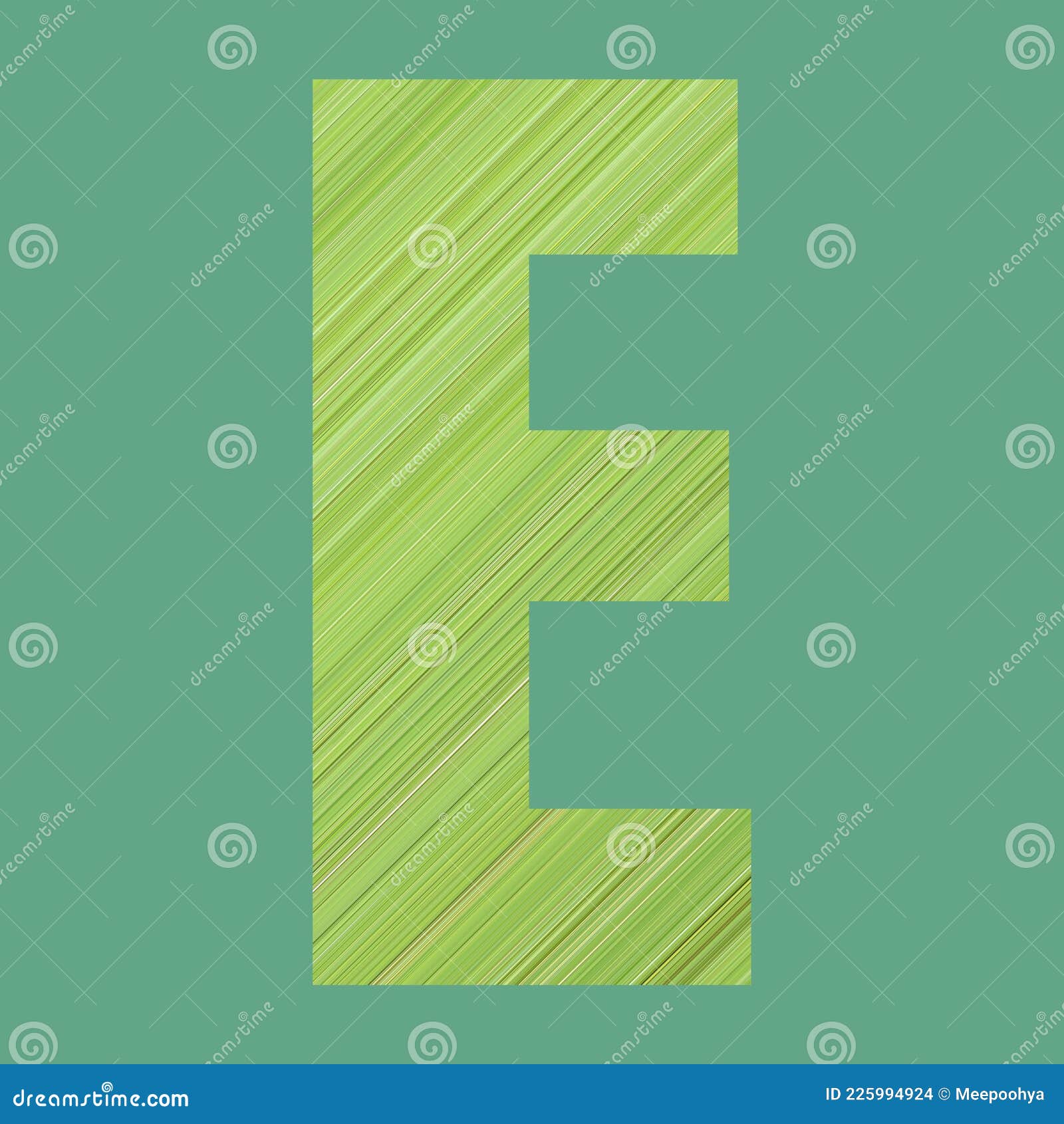 Alphabet Letters of Shape E in Green Pattern Style on Pastel Green ...