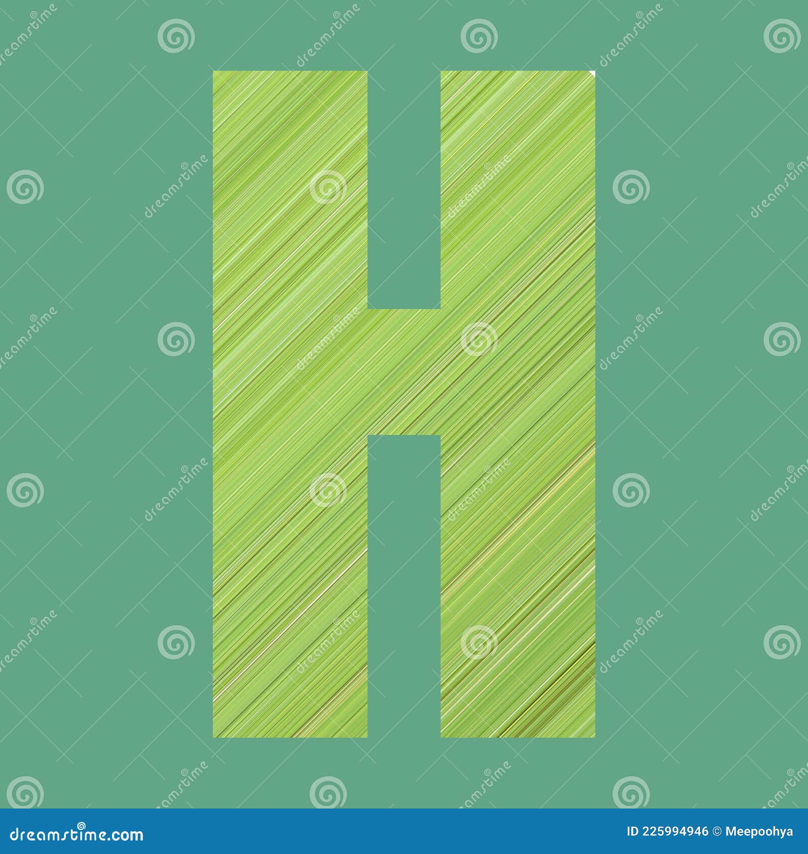 Alphabet Letters of Shape H in Green Pattern Style on Pastel Green ...