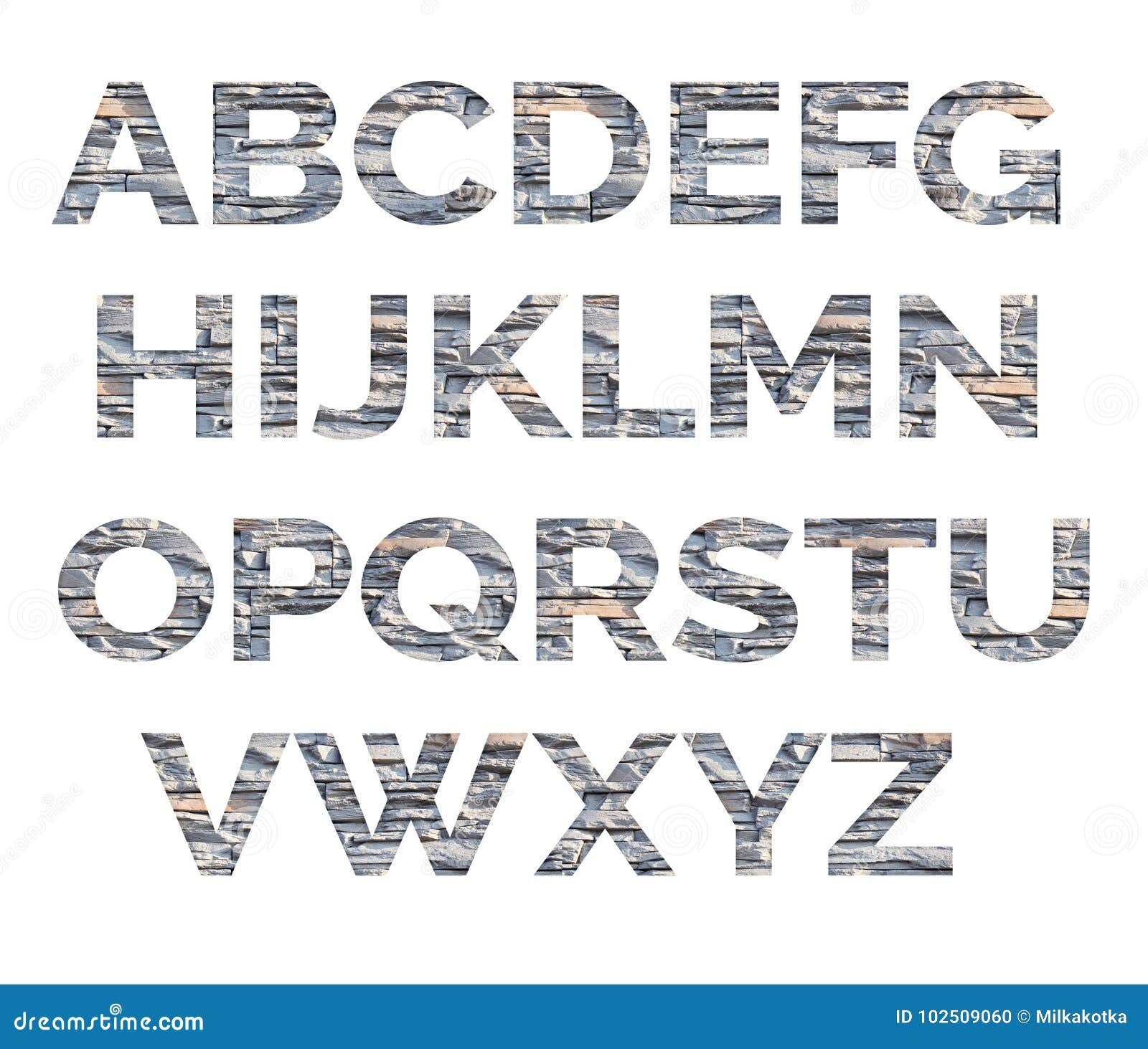 Alphabet from Letters of Stone. the Letters are Made of Decorative ...