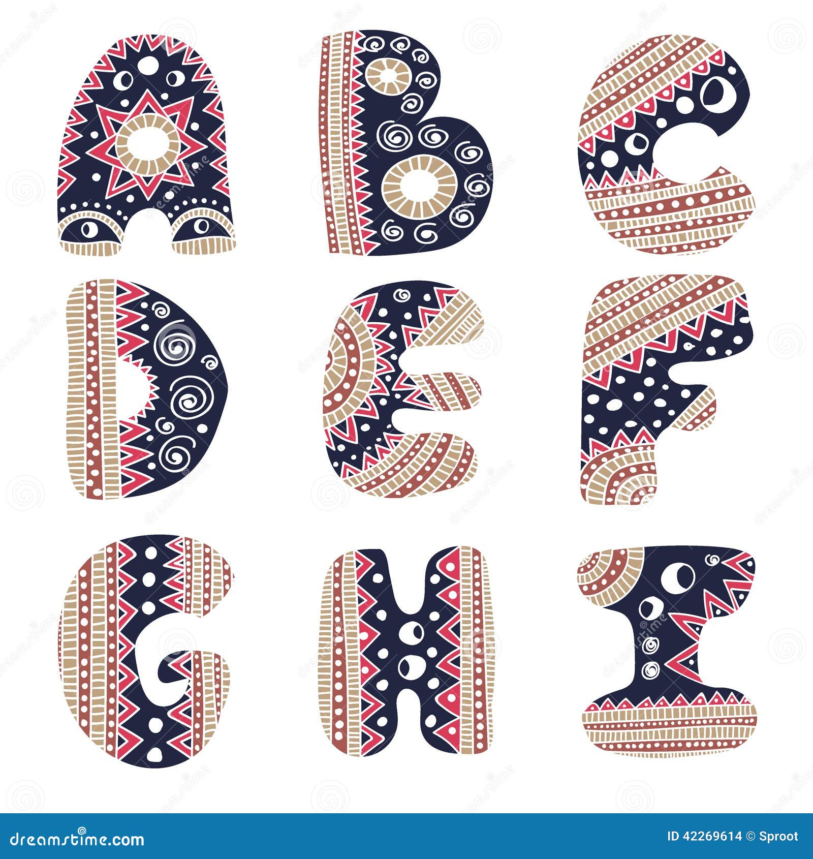 Alphabet Letters from a To I Stock Vector - Illustration of collection ...