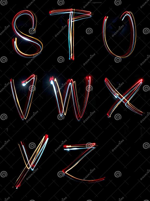 Alphabet Light Neon Writing Long Exposure Stock Photo - Image of laser ...