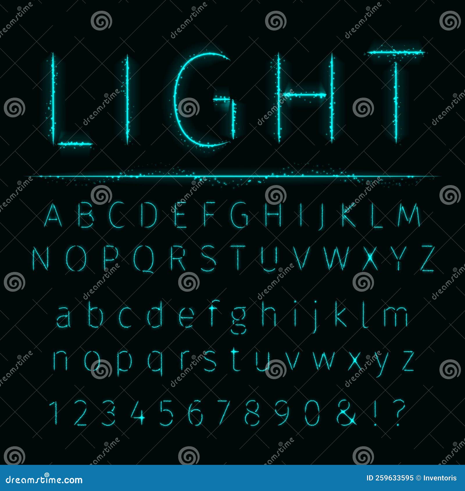 Alphabet of lights stock vector. Illustration of collection - 259633595