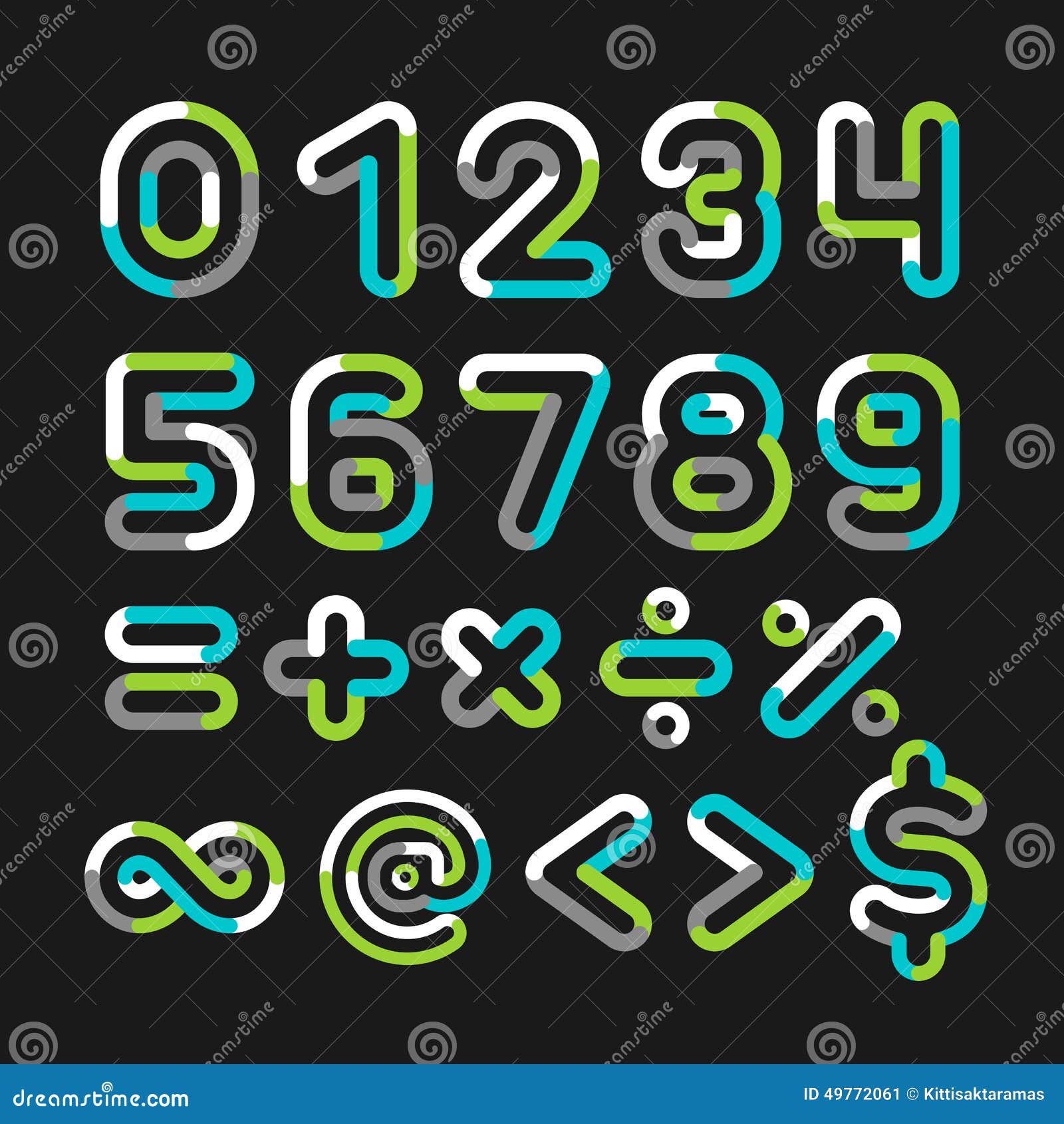 Alphabet Line Transparent Color Font Style. Cartoon Vector ...