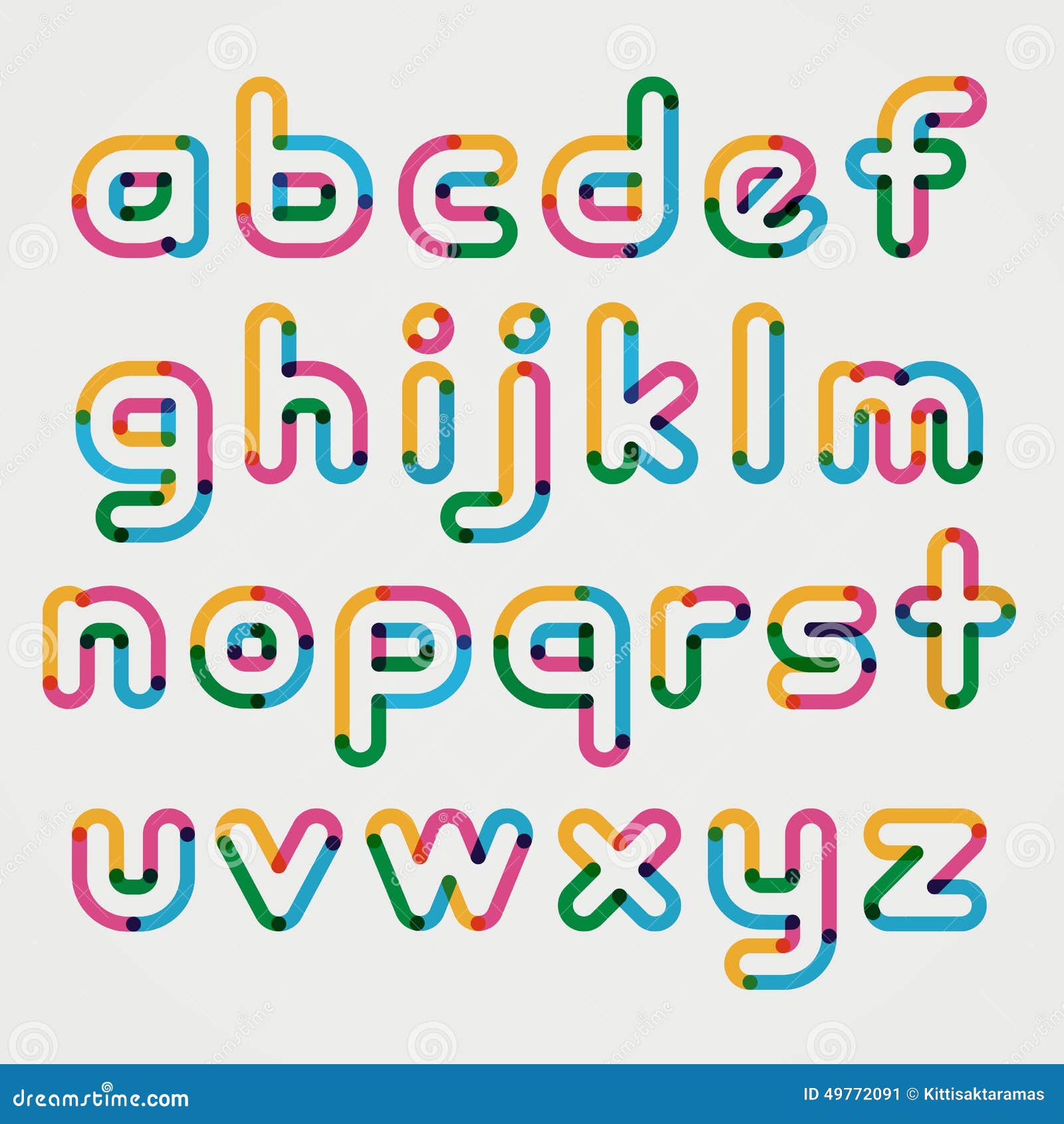 Alphabet Line Transparent Color Font Style. Stock Vector - Illustration ...