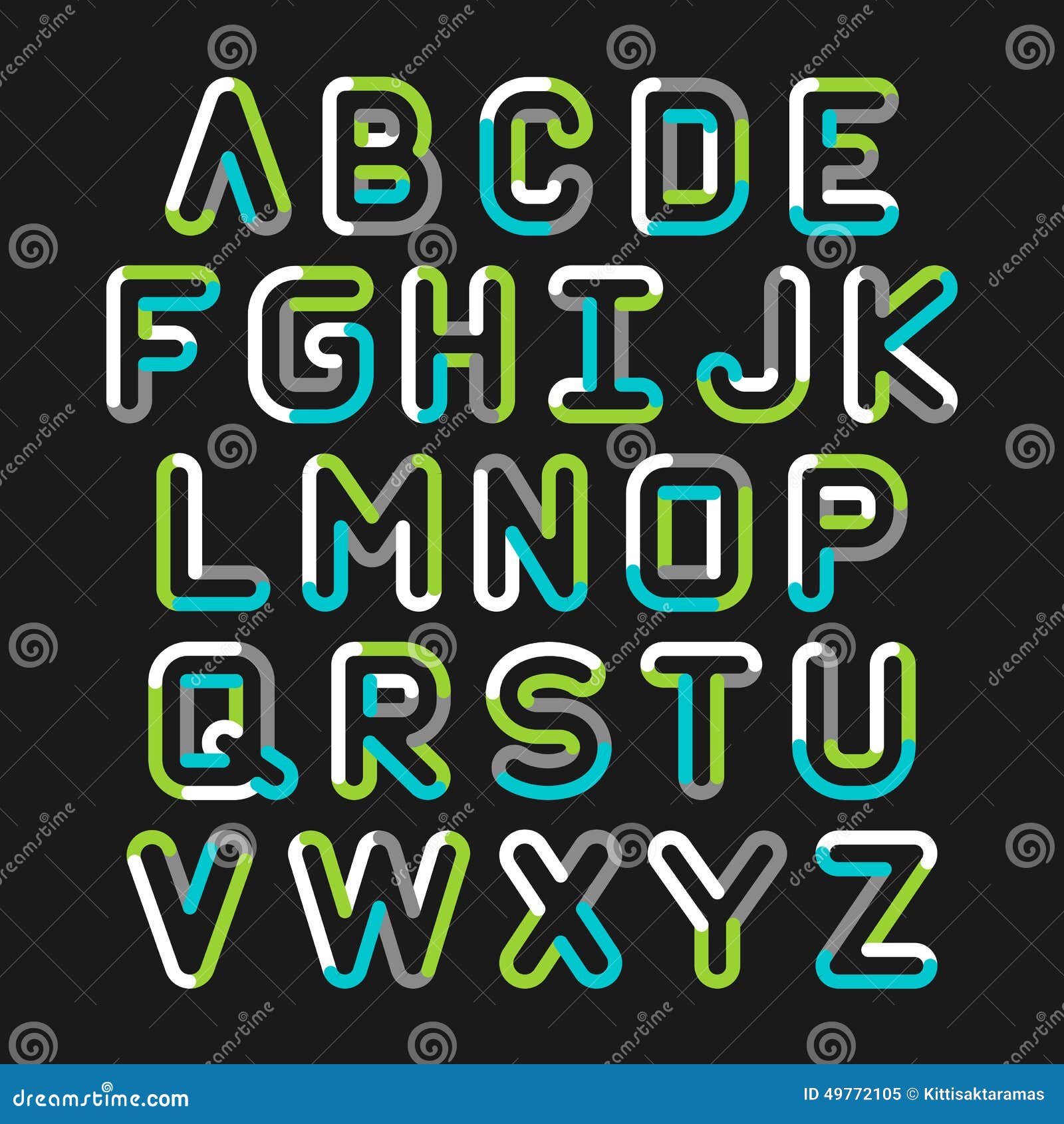 Alphabet Line Transparent Color Font Style. Stock Vector - Illustration ...