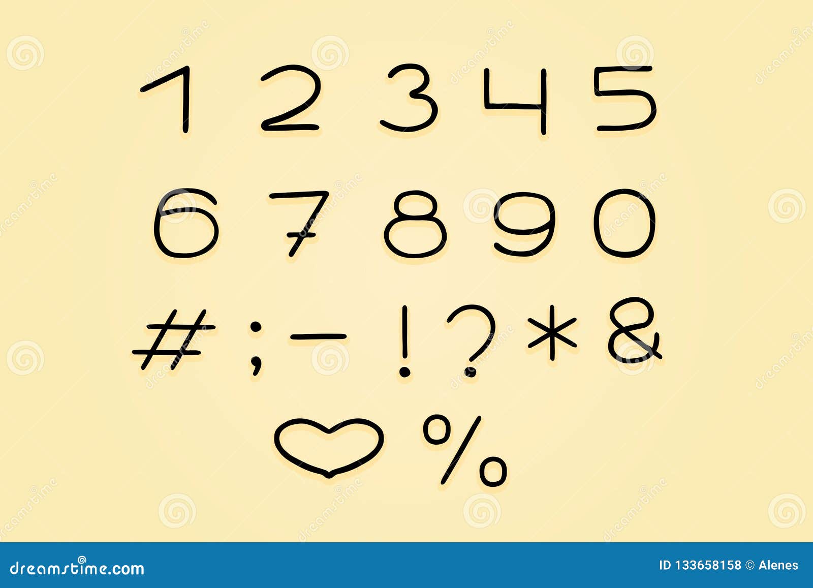 Alphabet Linear Design. Numbers and Punctuation Marks. EPS 10 Stock ...