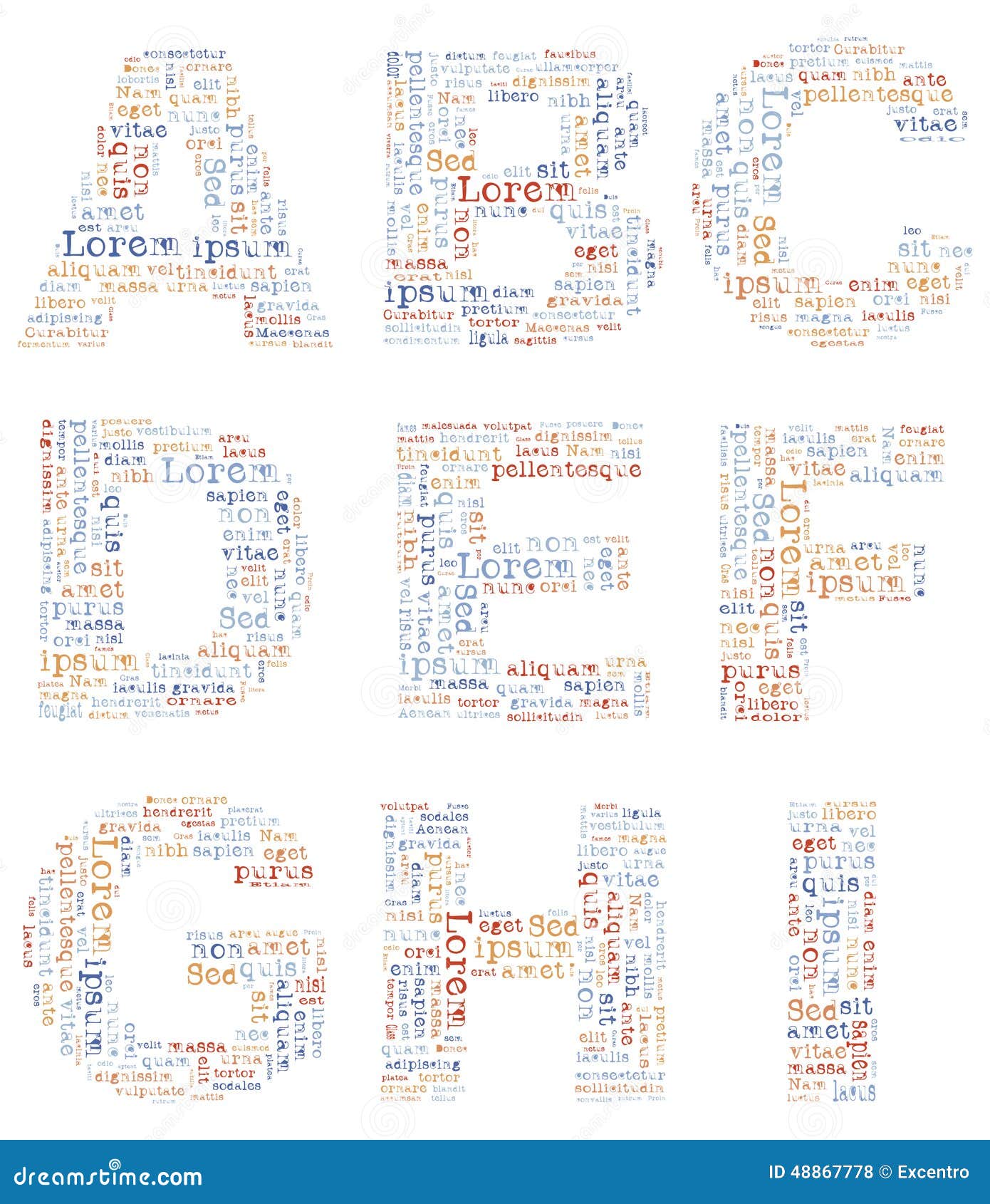 Alphabet Lorem ipsum stock vector. Illustration of drawing - 48867778