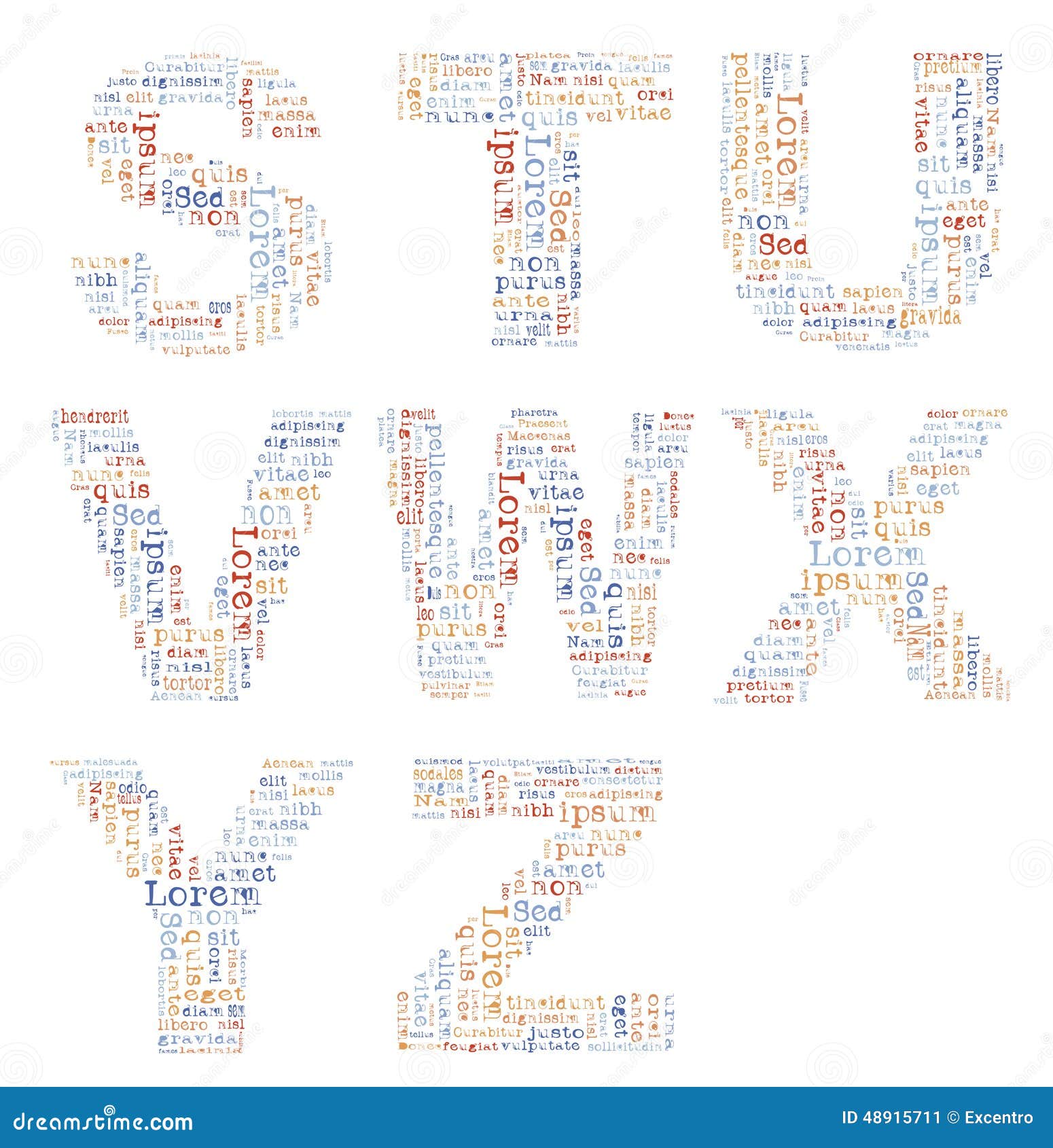 Alphabet Lorem ipsum stock vector. Illustration of number - 48915711