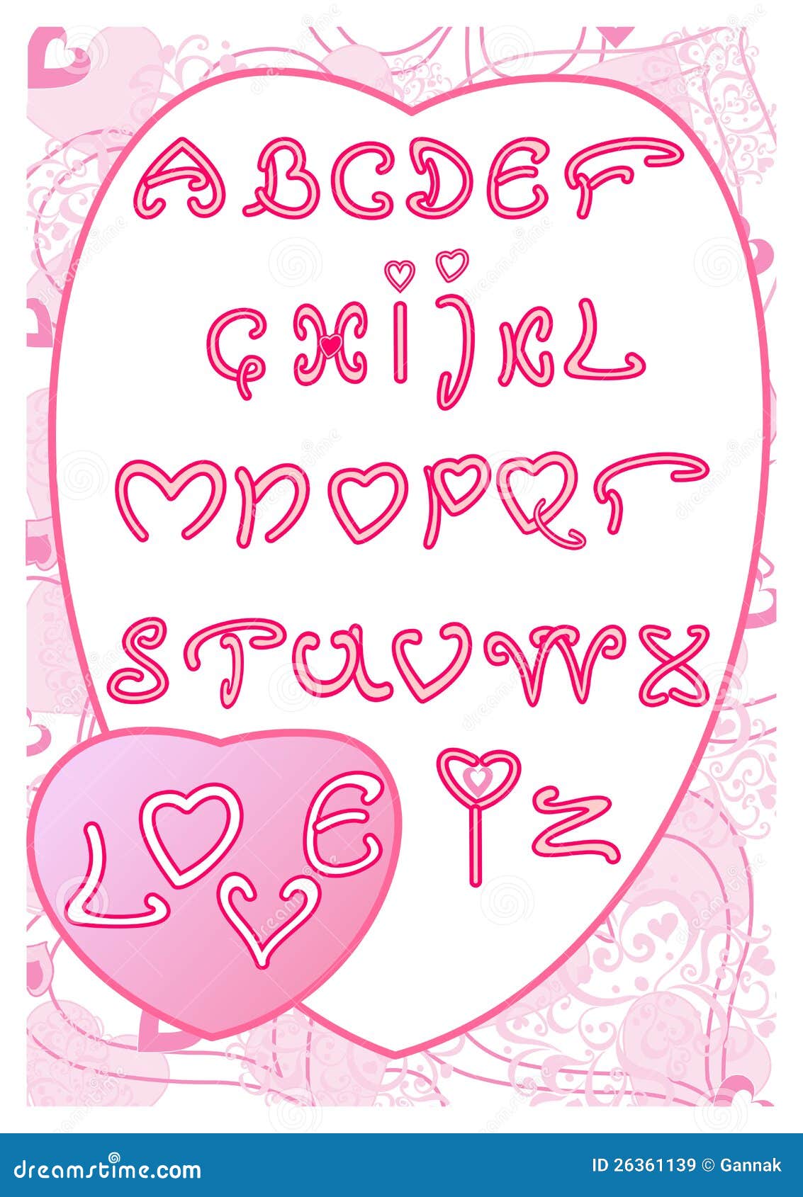 The alphabet of love stock vector. Illustration of calligraphy - 26361139
