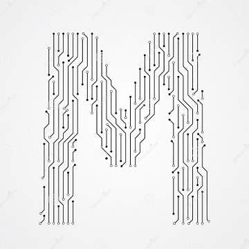 Alphabet M Shape Digital Line Design Stock Vector - Illustration of ...