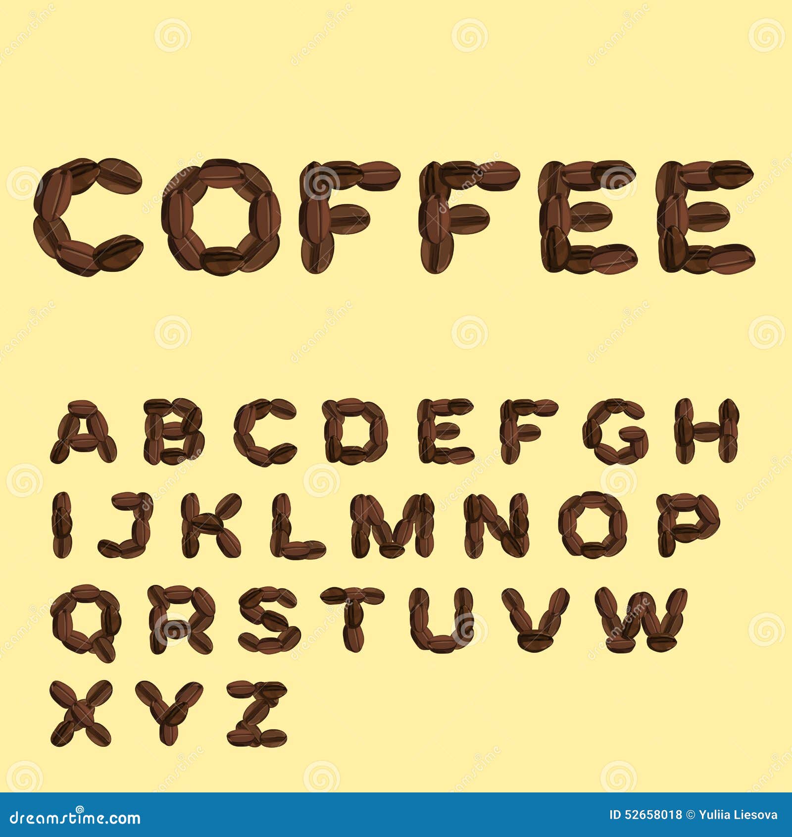 Alphabet Made of Coffee in Flat Design Stock Vector - Illustration of ...