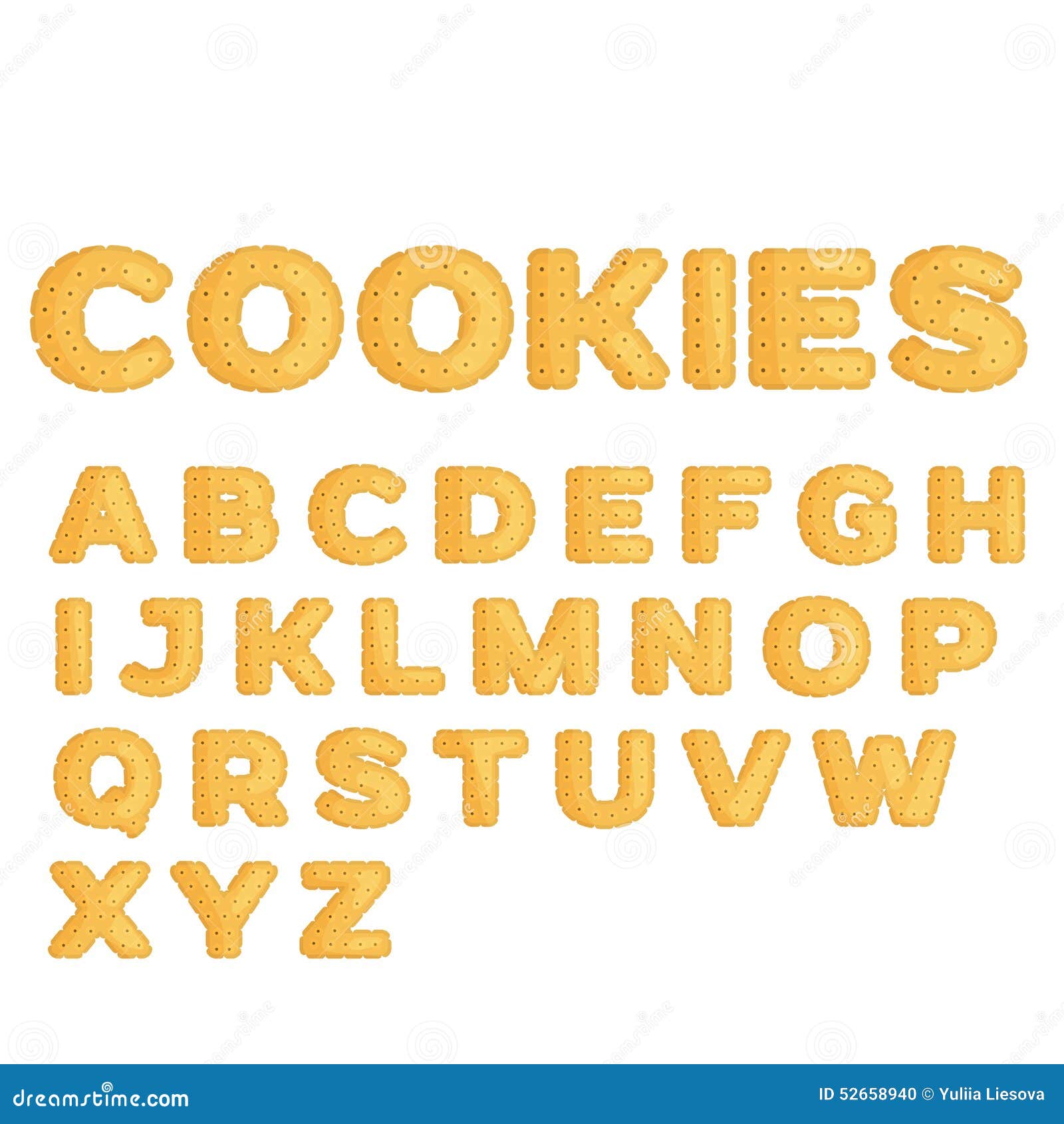 Alphabet Made of Cookies in Flat Design Stock Vector - Illustration of ...