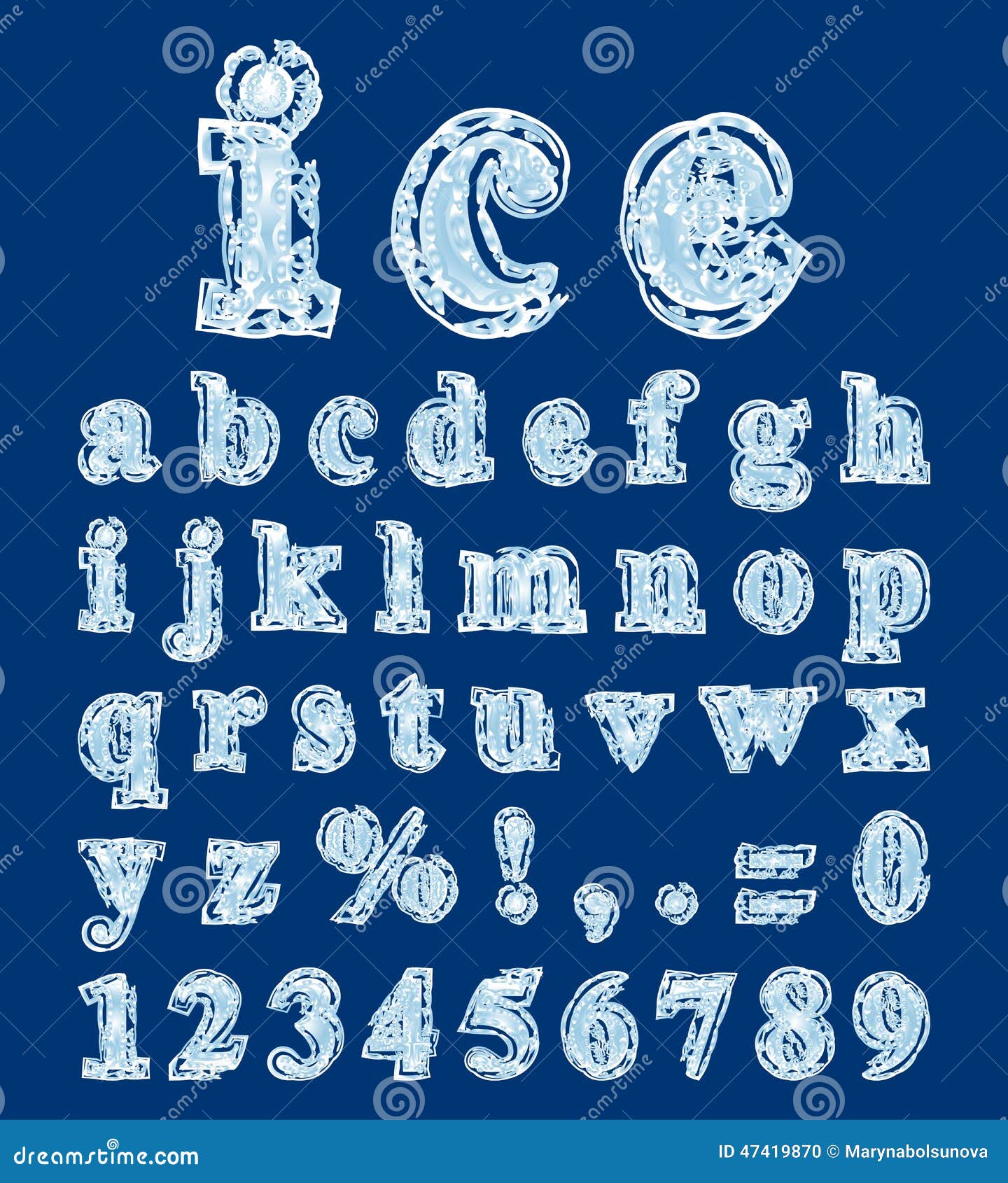 Alphabet Made in the Form of Ice Stock Illustration - Illustration of ...