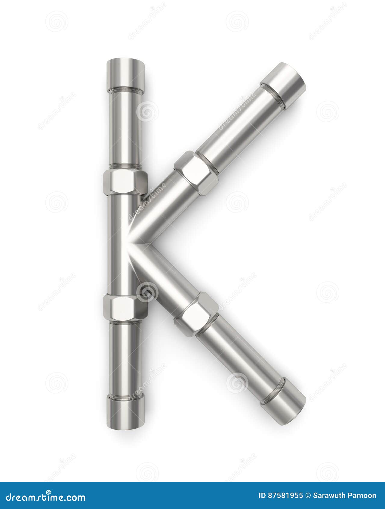 Alphabet Made of Metal Pipe, Letter K. Stock Illustration ...