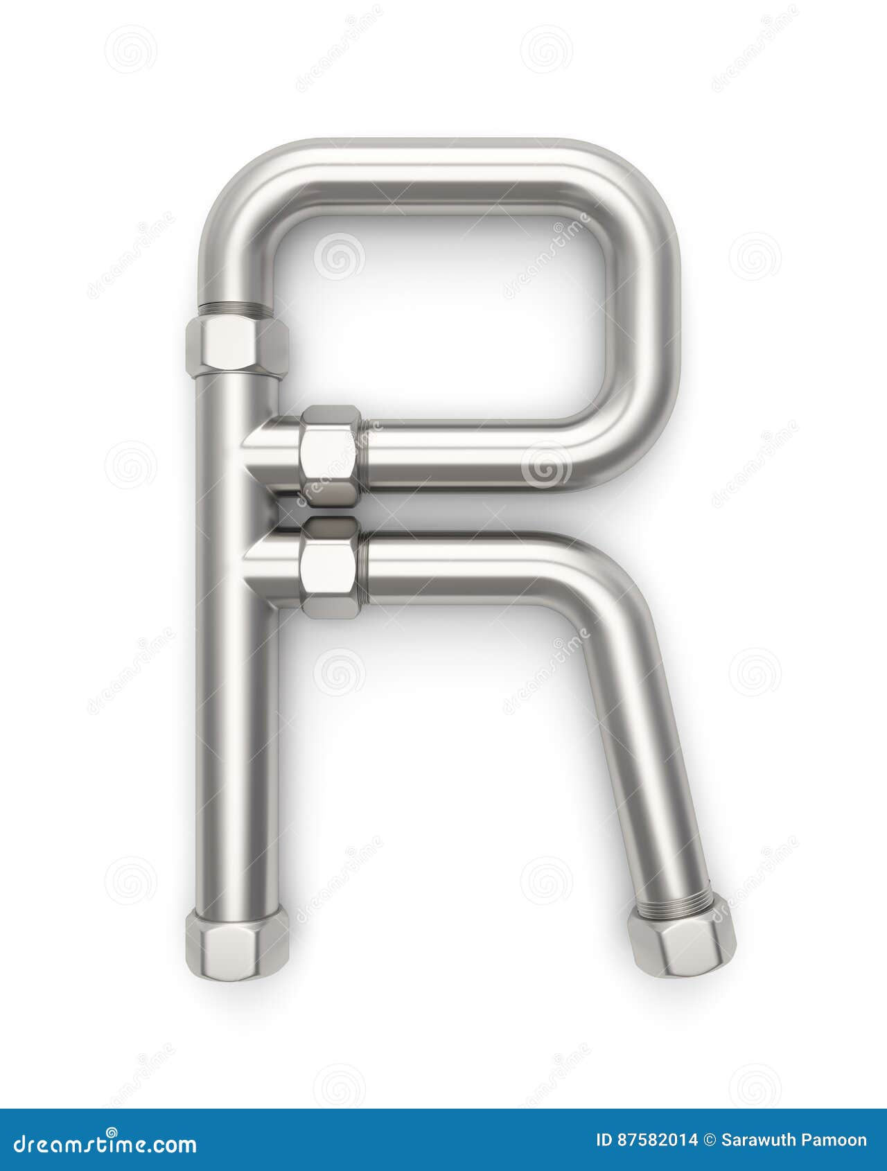 Alphabet Made of Metal Pipe, Letter R. Stock Illustration ...