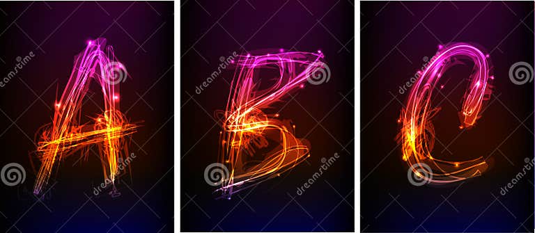 Alphabet Made of Neon Light Stock Vector - Illustration of font ...