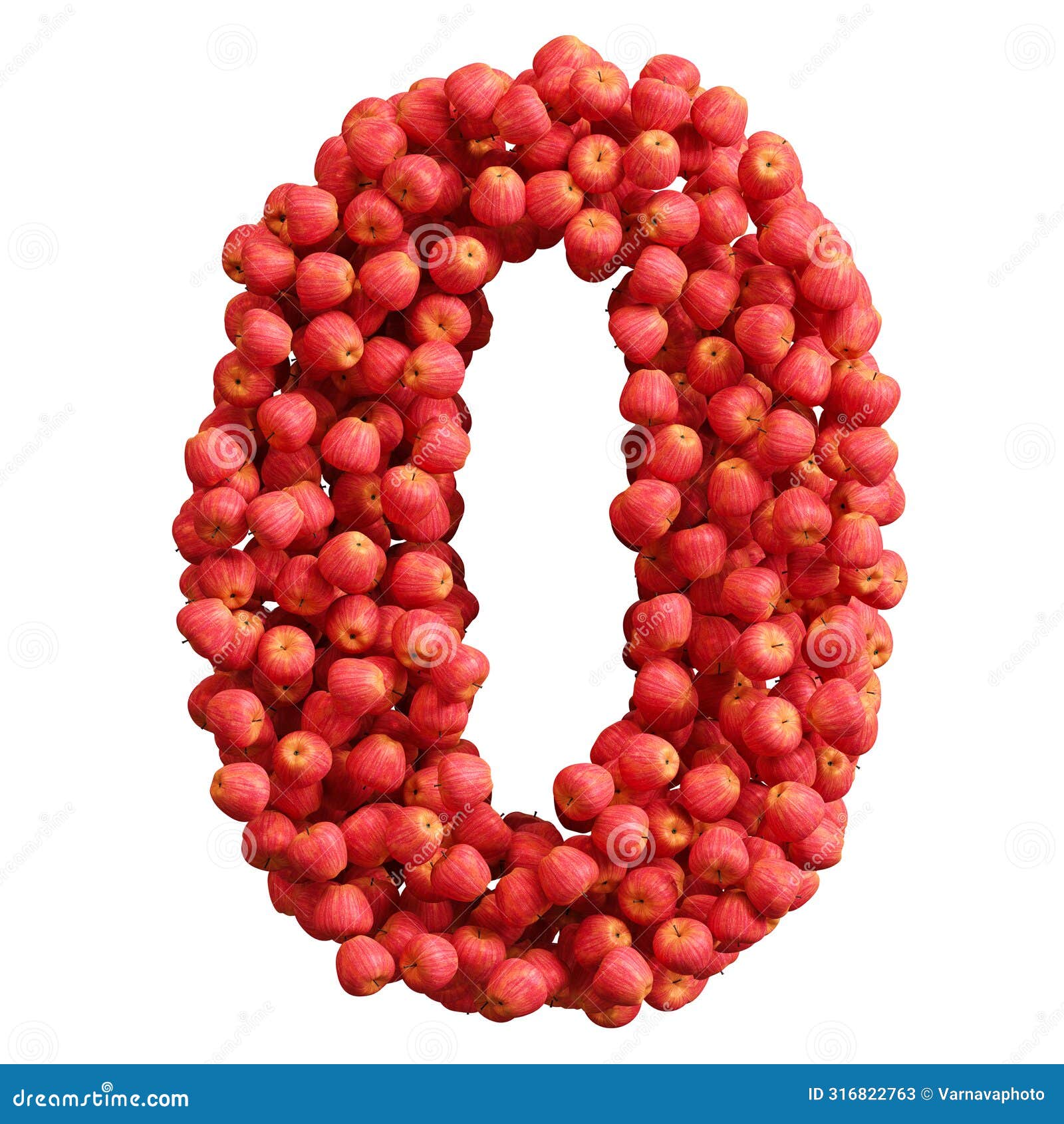 Alphabet Made of Red Apples, Number Zero Stock Image - Illustration of ...