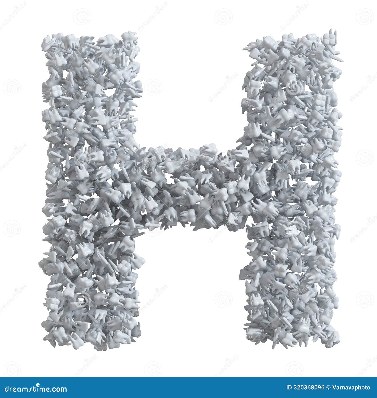 Alphabet Made of Teeth, Letter H Stock Photo - Image of isolated ...