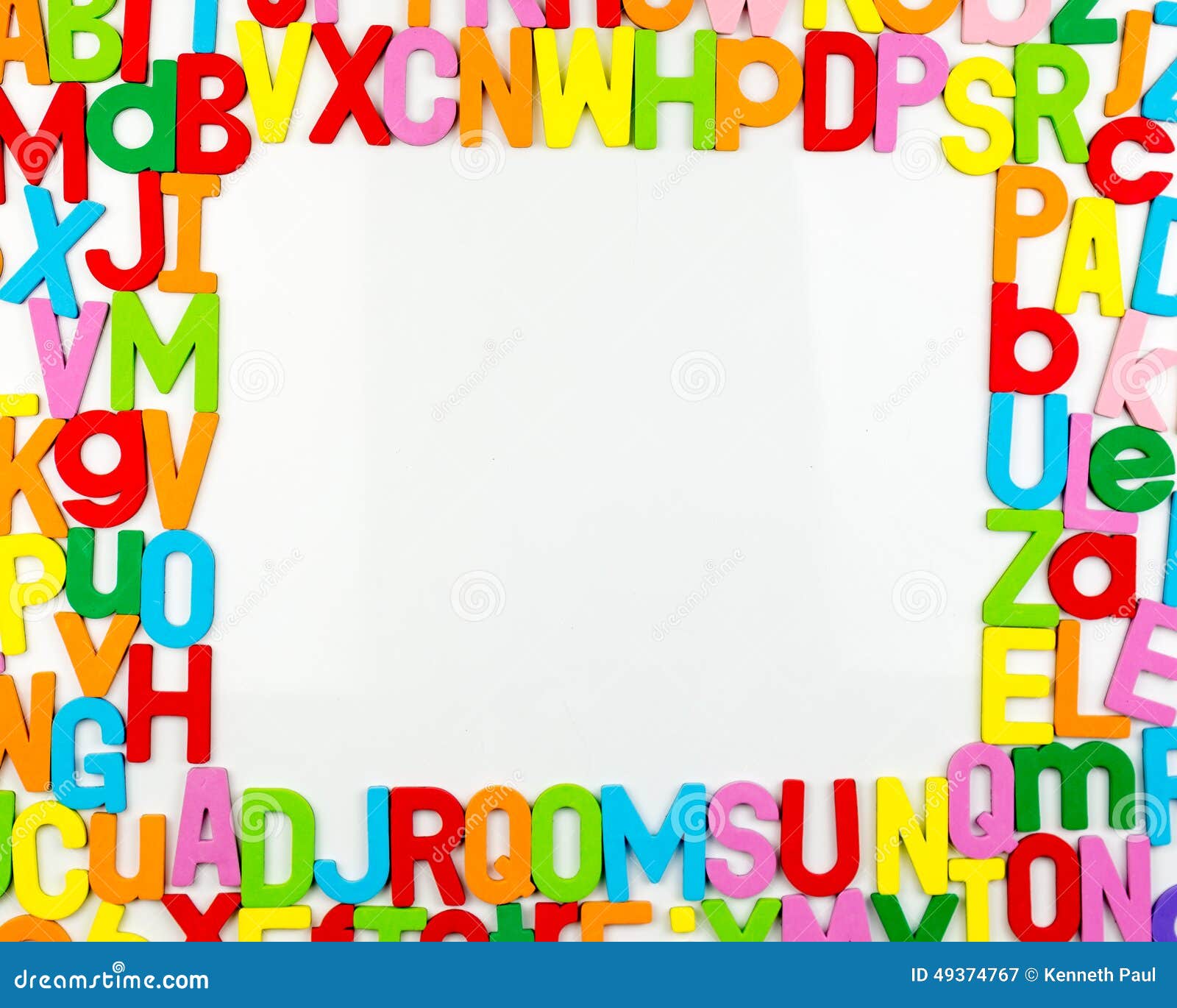 Alphabet Magnets Forming Frame on Whiteboard Stock Image - Image of ...