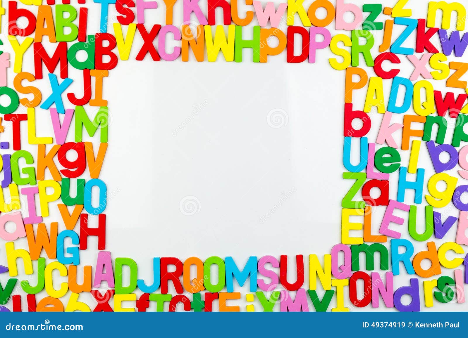 Alphabet Magnets Forming Frame on Whiteboard Stock Image - Image of ...