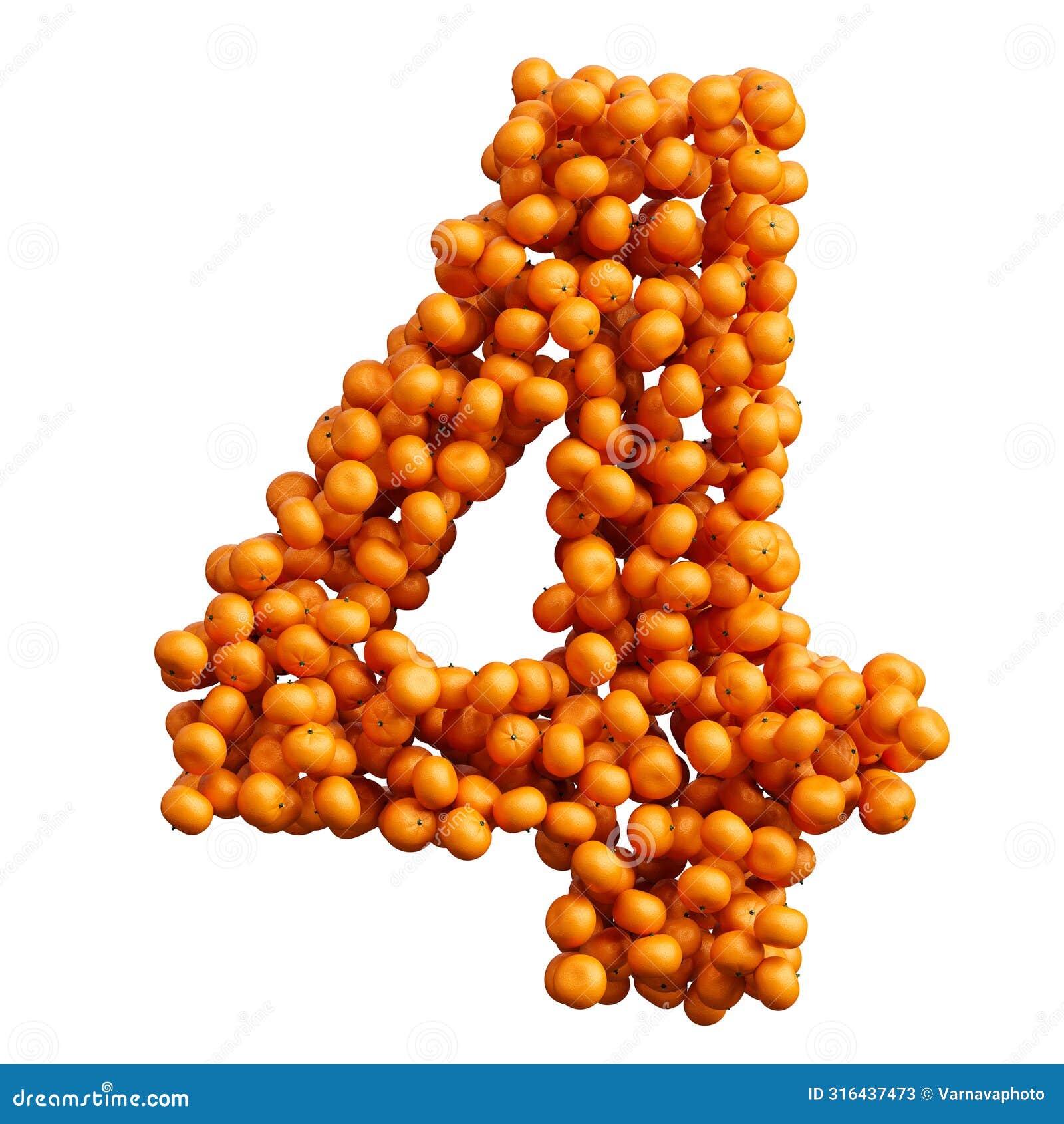 Alphabet from Many Oranges, Number 4 Stock Image - Illustration of diet ...