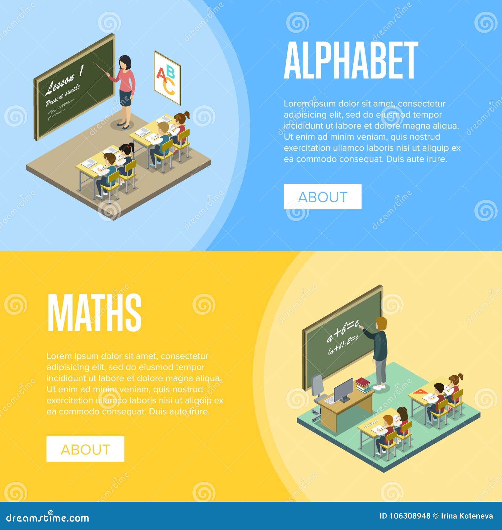 Alphabet and Maths Lessons at School Stock Vector - Illustration of ...