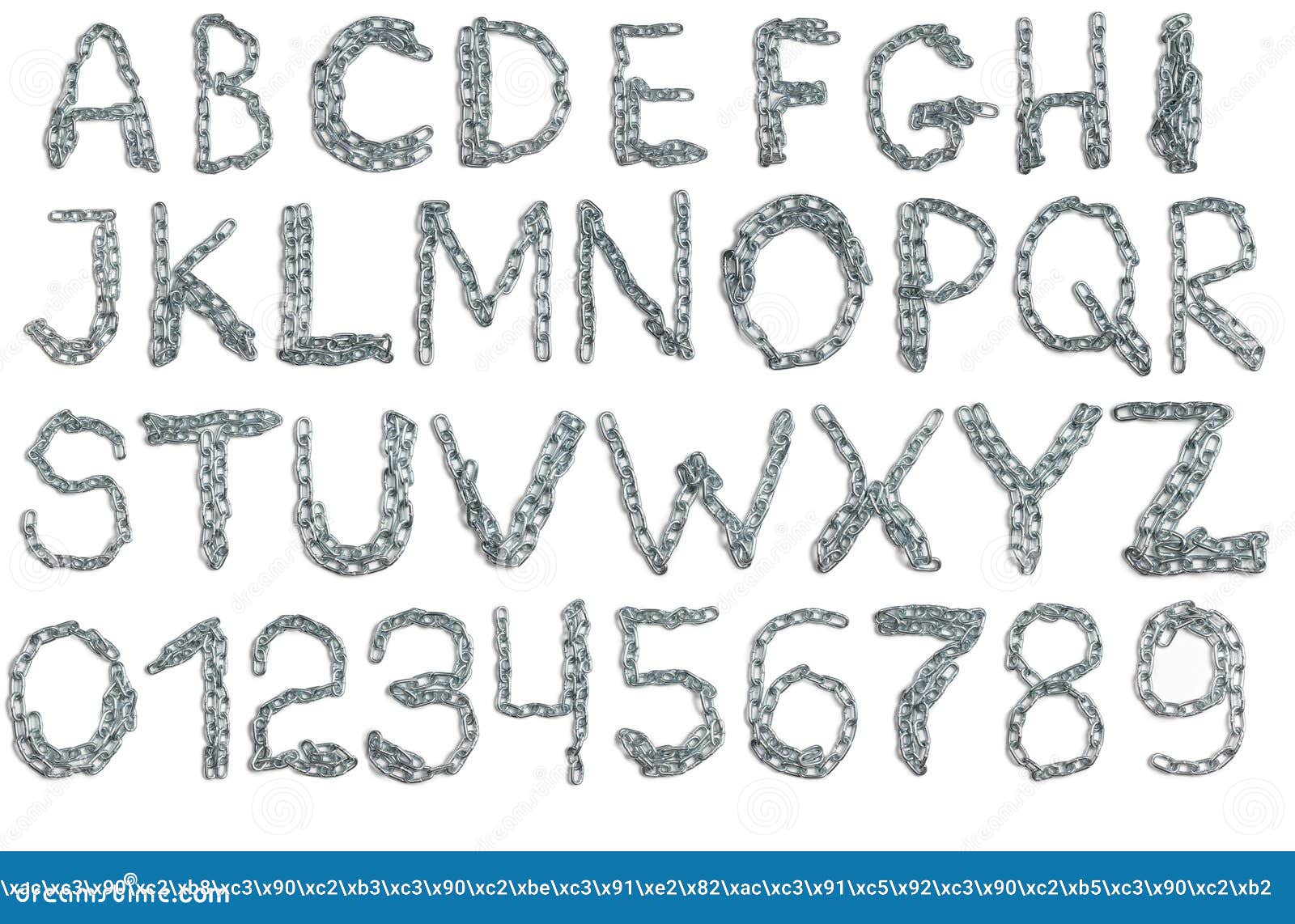 Alphabet from metal chain stock illustration. Illustration of sign ...