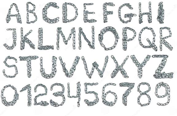 Alphabet from metal chain stock illustration. Illustration of sign ...