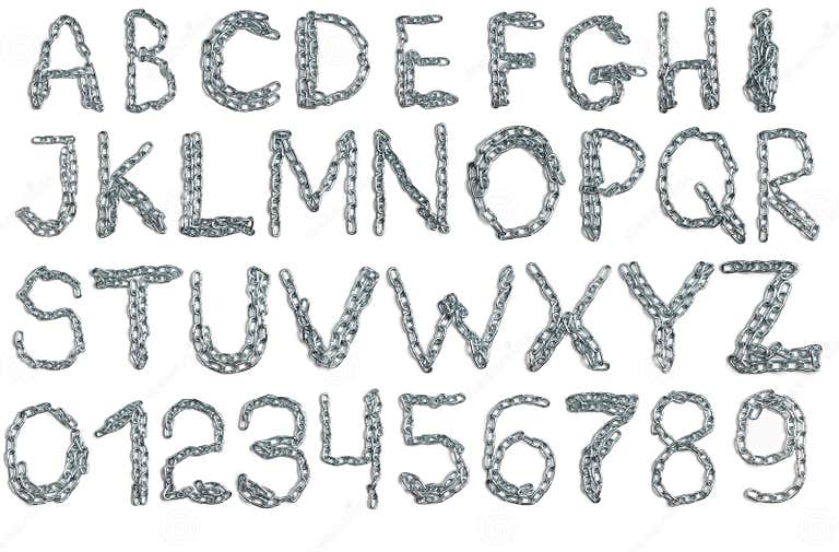 Alphabet from metal chain stock illustration. Illustration of sign ...