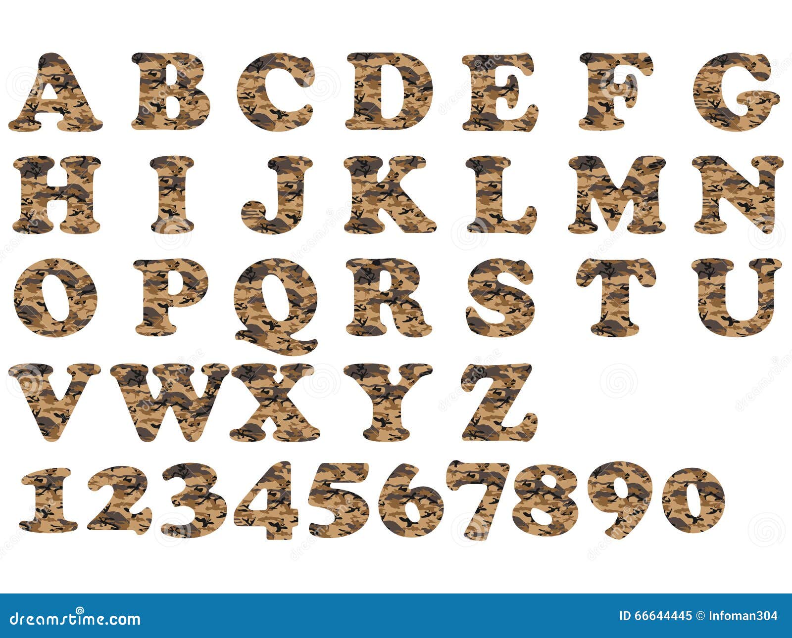 Alphabet military brown stock vector. Illustration of military - 66644445