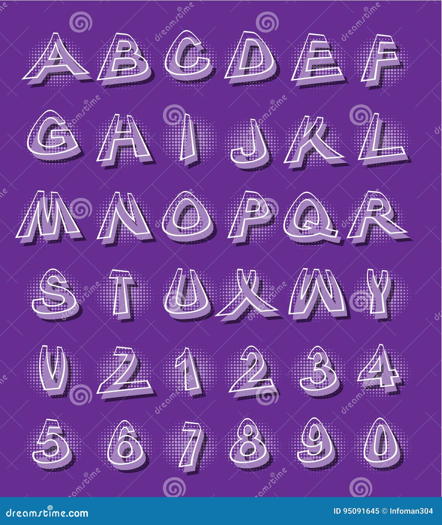 Alphabet in Modern Style with Distorted Letters with Shading Dark ...