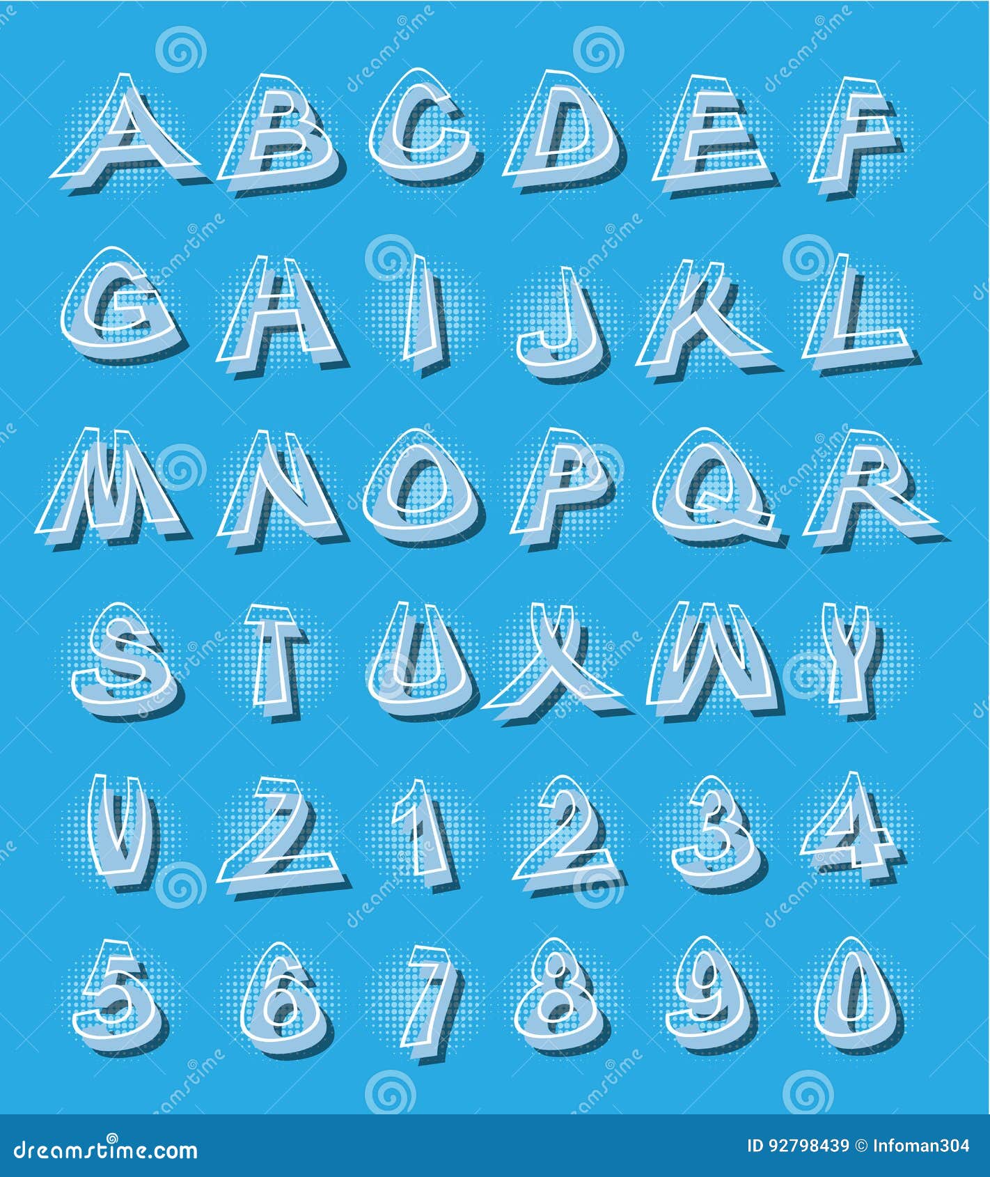 Alphabet in Modern Style with Distorted Letters with Shading Stock ...