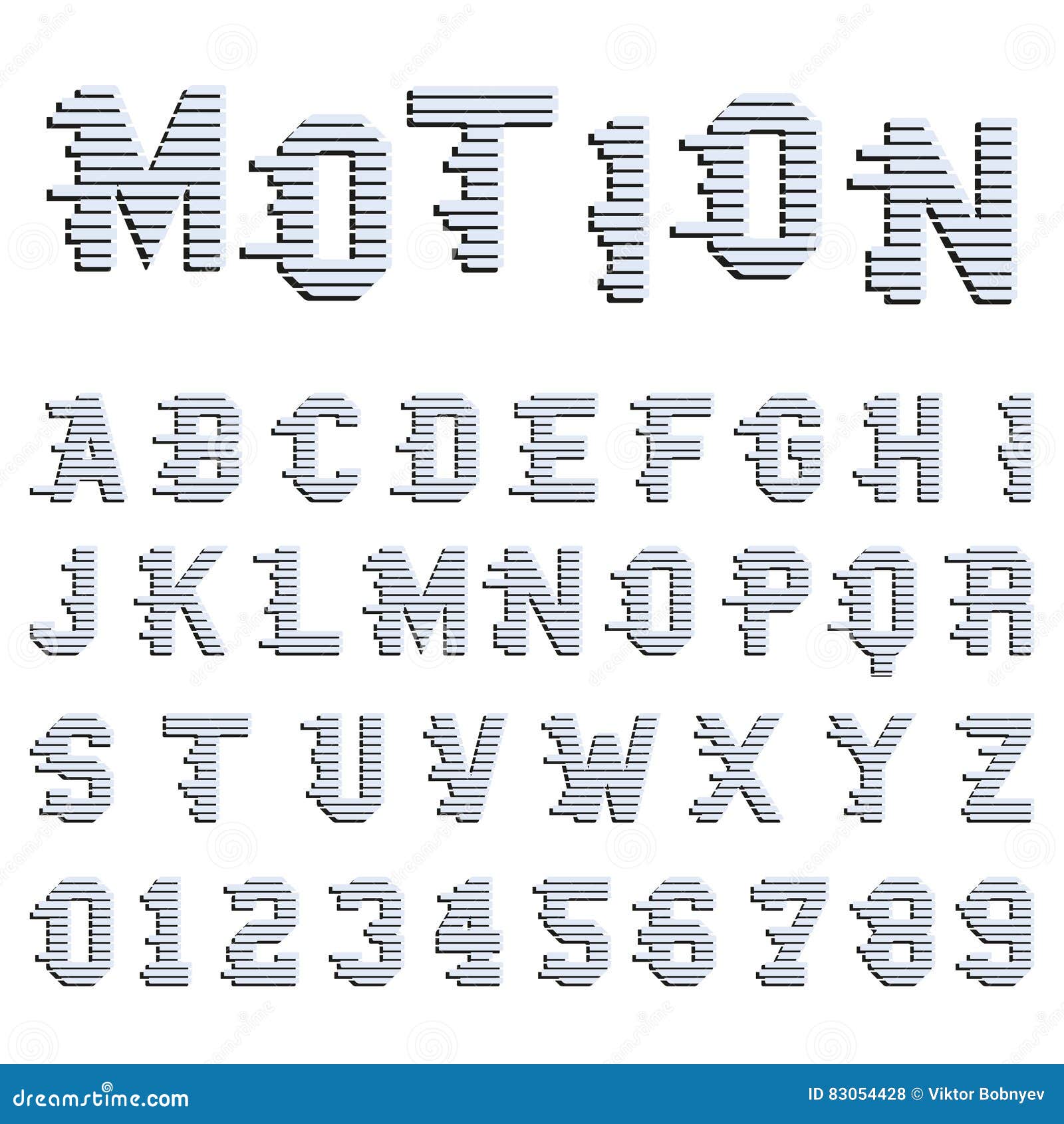 Motion Alphabet Template. Movement Typography Letters And Numbers Set ...
