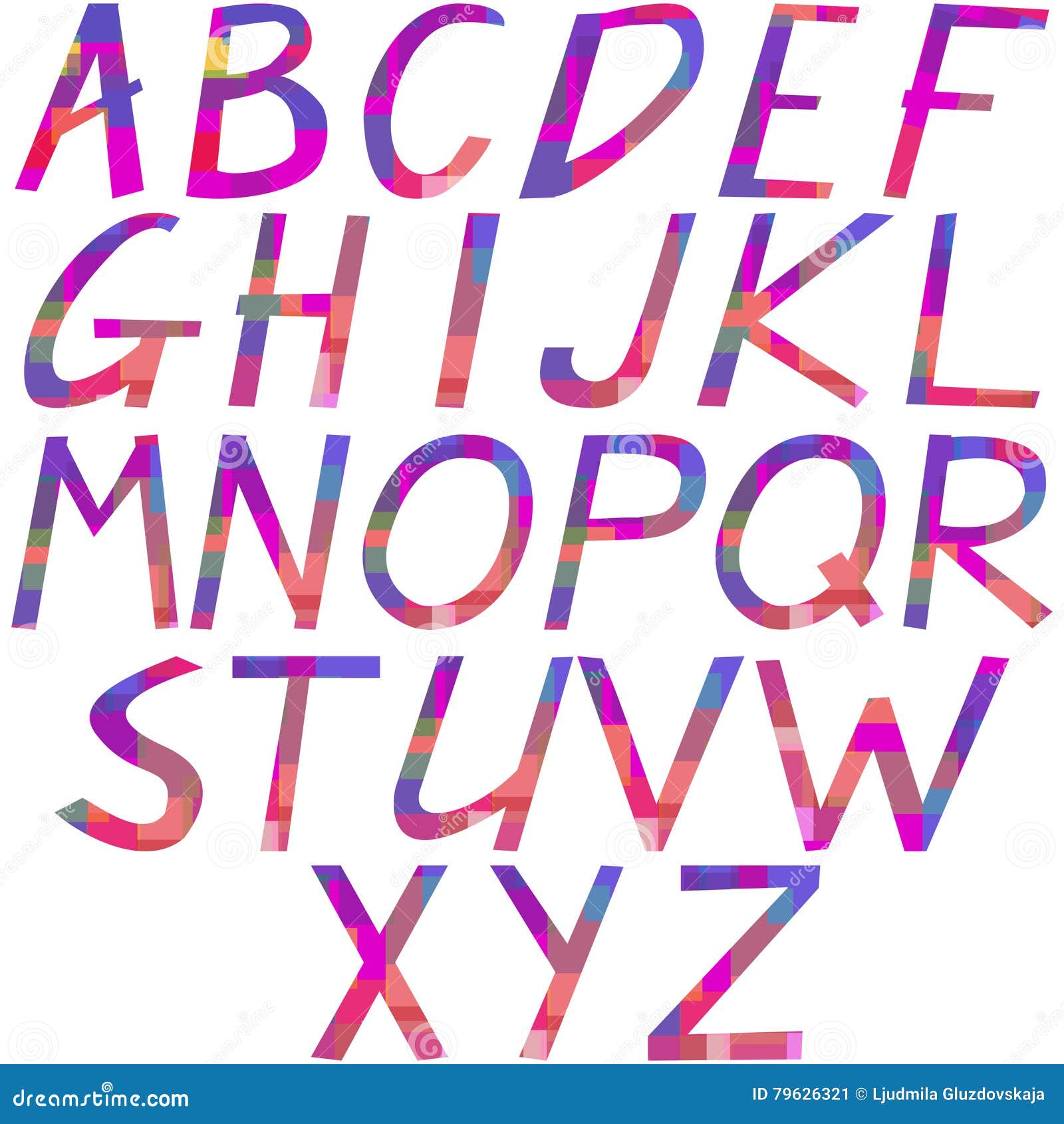 The Alphabet from Multi-colored Geometric Shapes Stock Vector ...