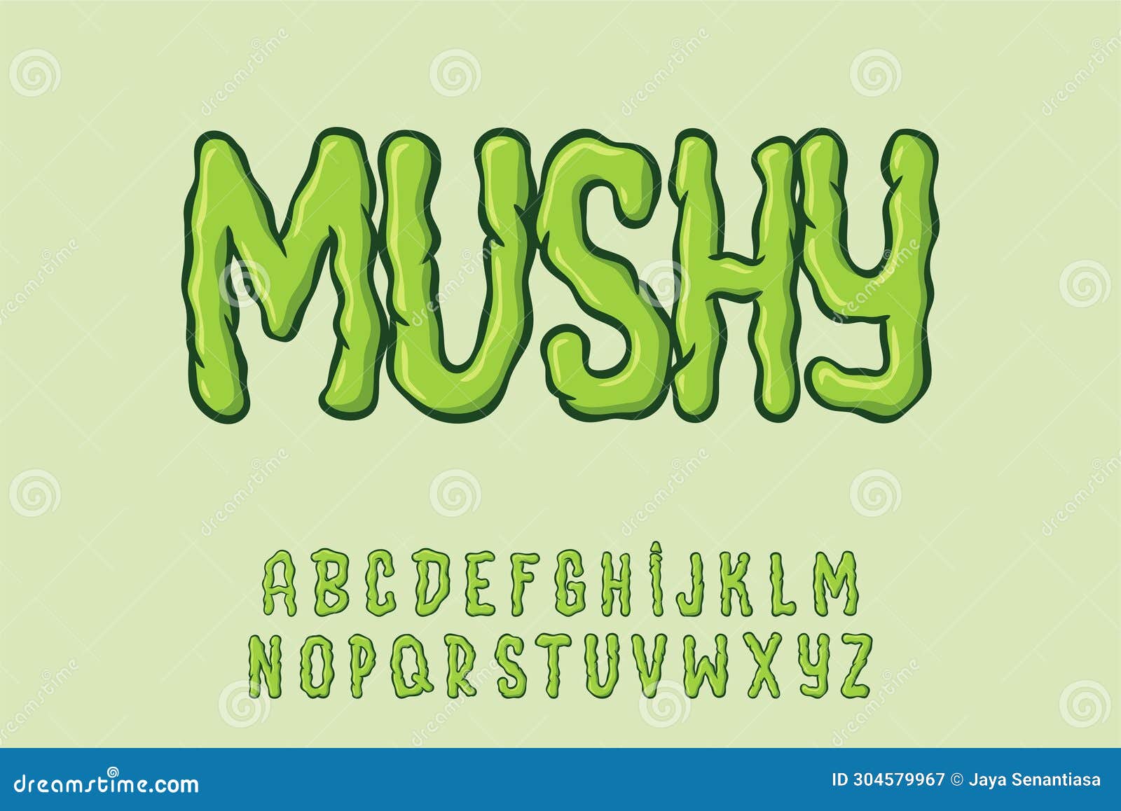Alphabet Mushy Green Graffiti Font Type Cartoon Vector Stock Vector ...