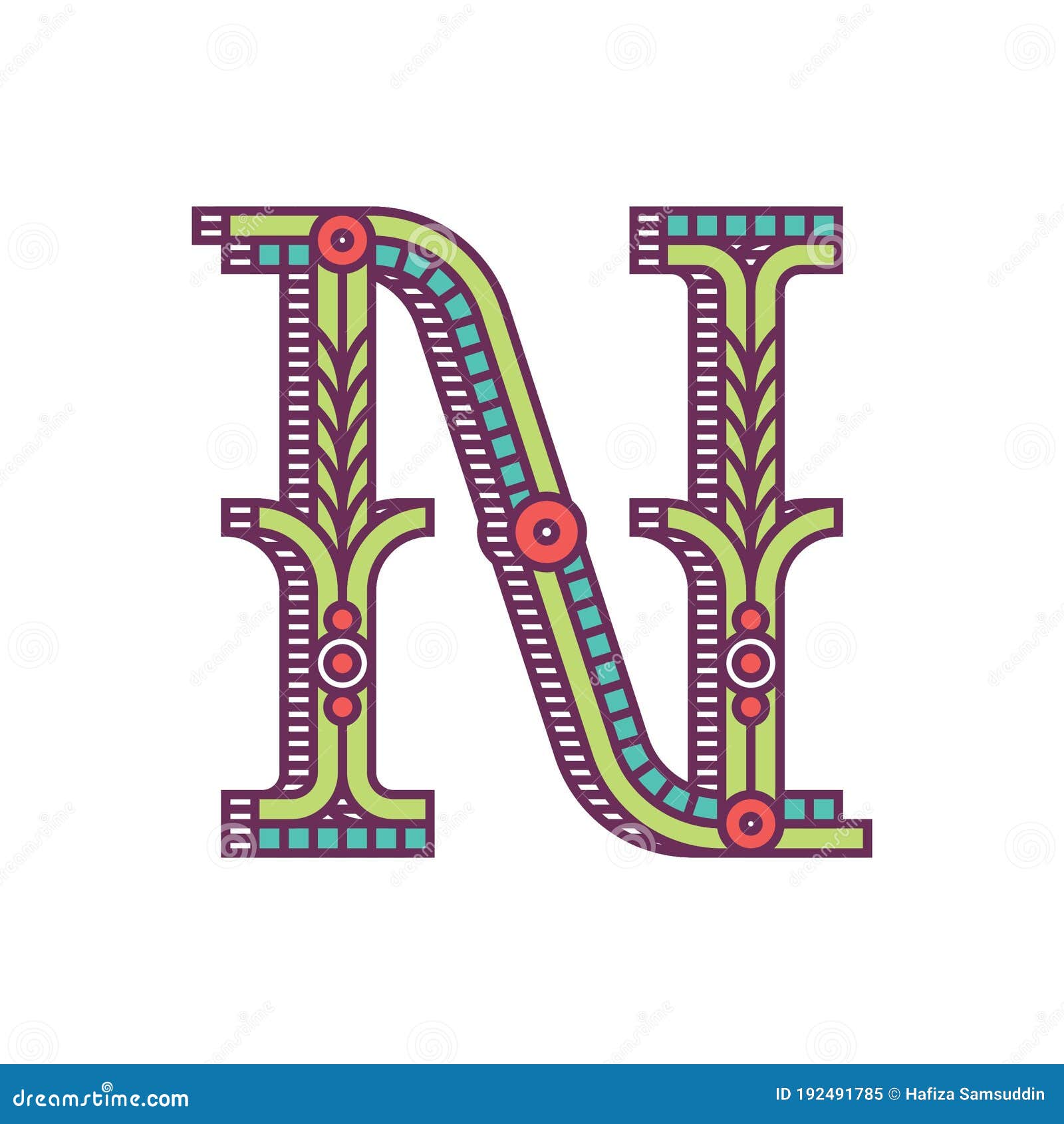 Alphabet N. Vector Illustration Decorative Design Stock Vector ...