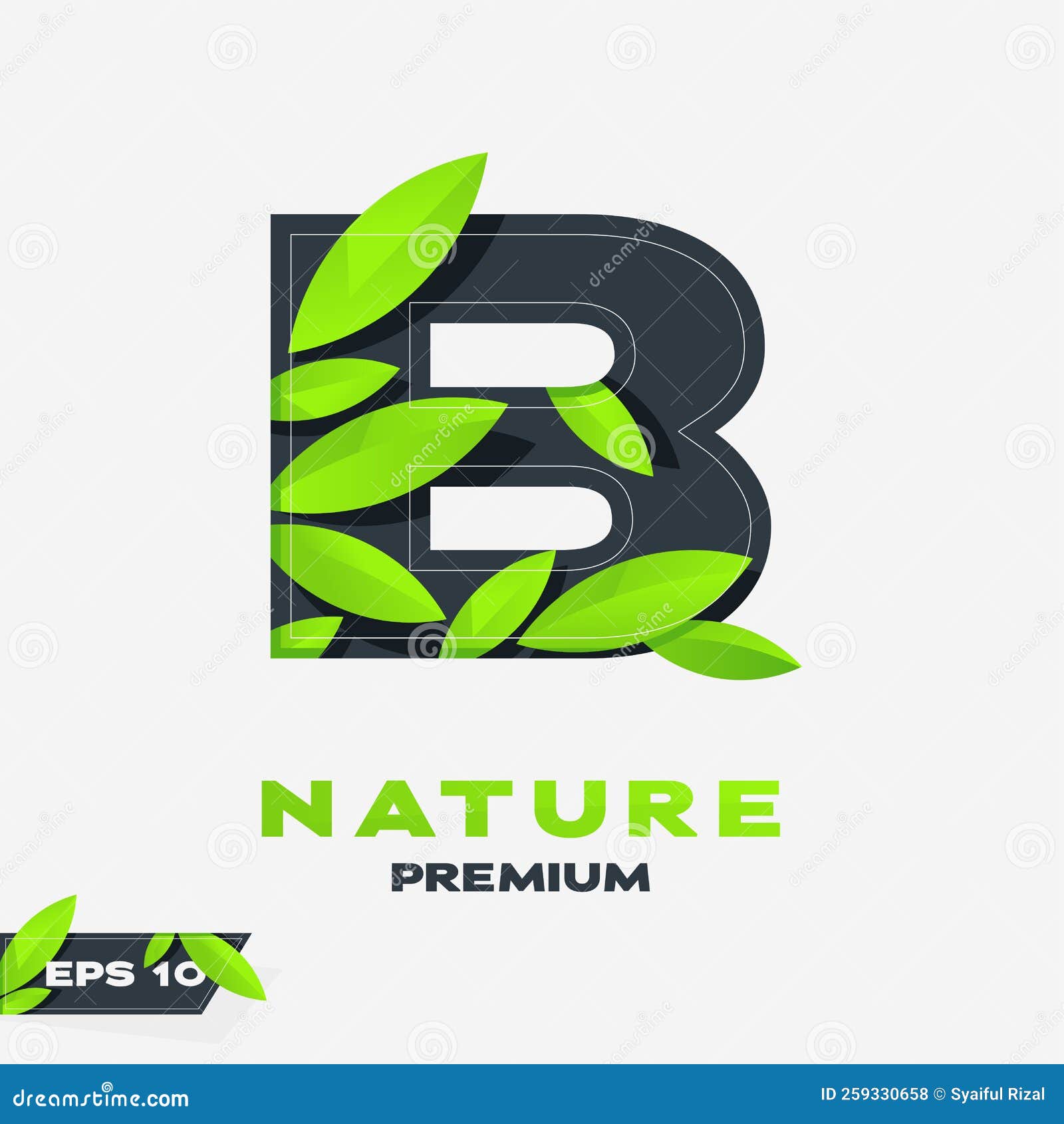 Natural Alphabet B Logo with Green Colored Leaves. Stock Illustration ...