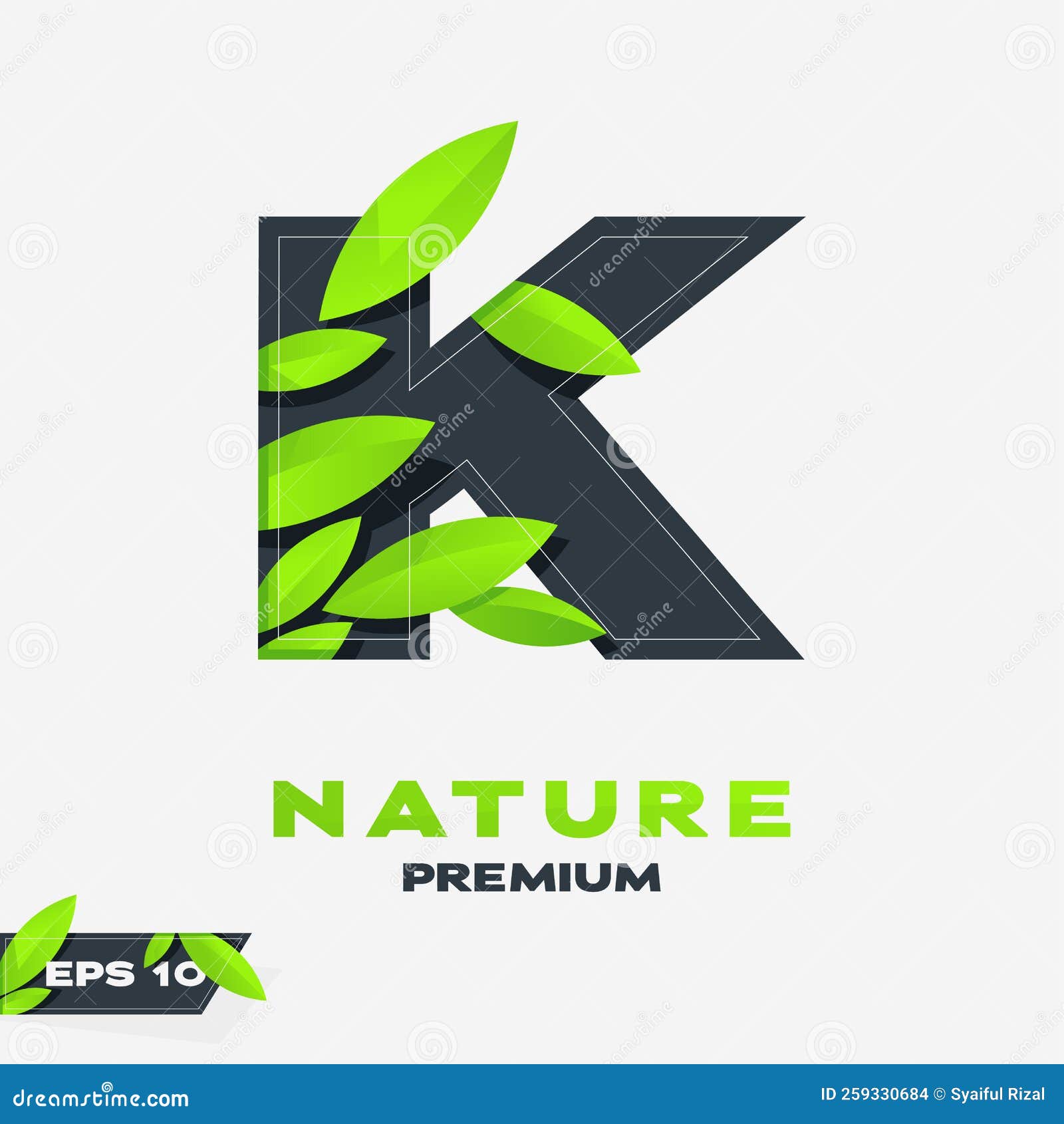 Natural Alphabet K Logo with Green Colored Leaves. Stock Illustration ...